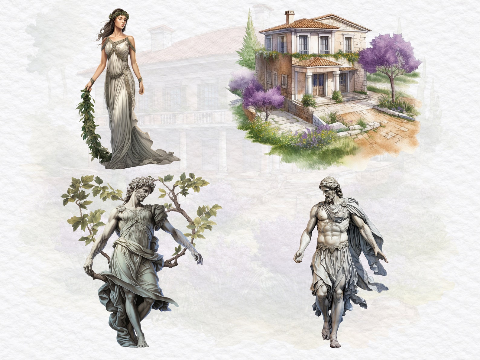 Ancient Greek Watercolor Clipart, Illustartion, Greek Mythology Clipart ...