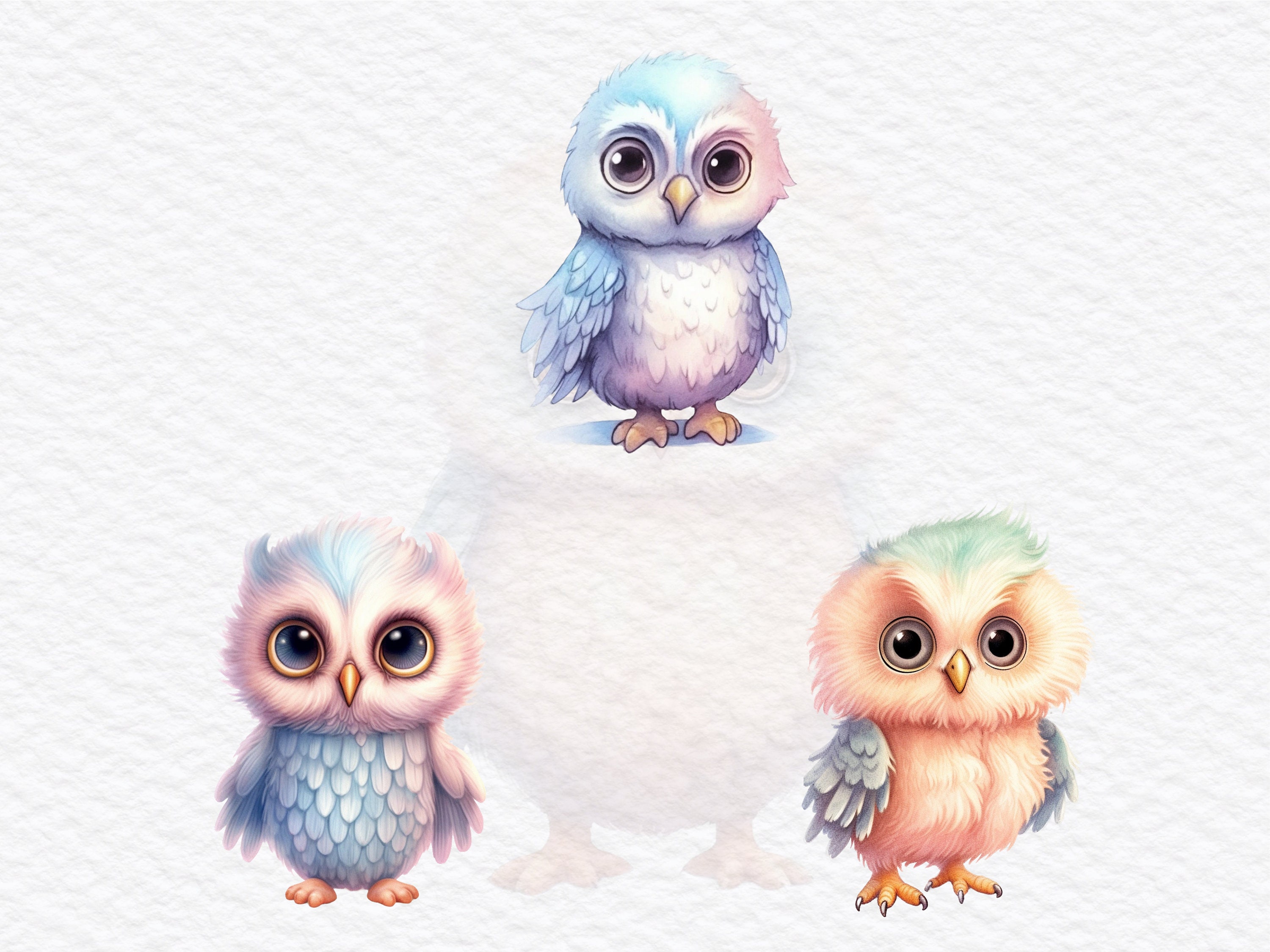 Pastel Owl Clipart PNG Bundle, Watercolor PNG Files for Sublimation ...