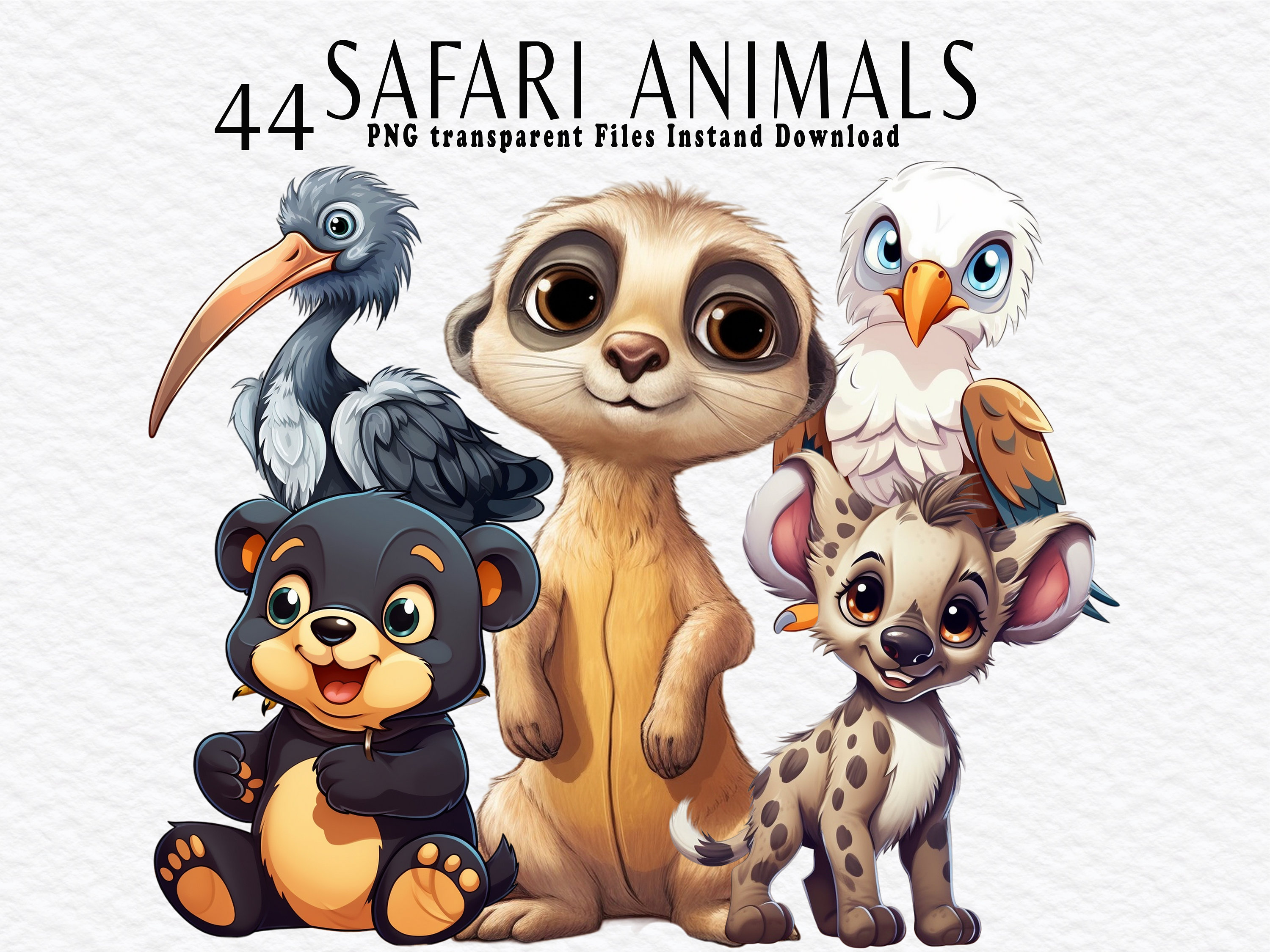Safari Animals Watercolor Clipart Bundle Animal Clip Art PNG - Etsy