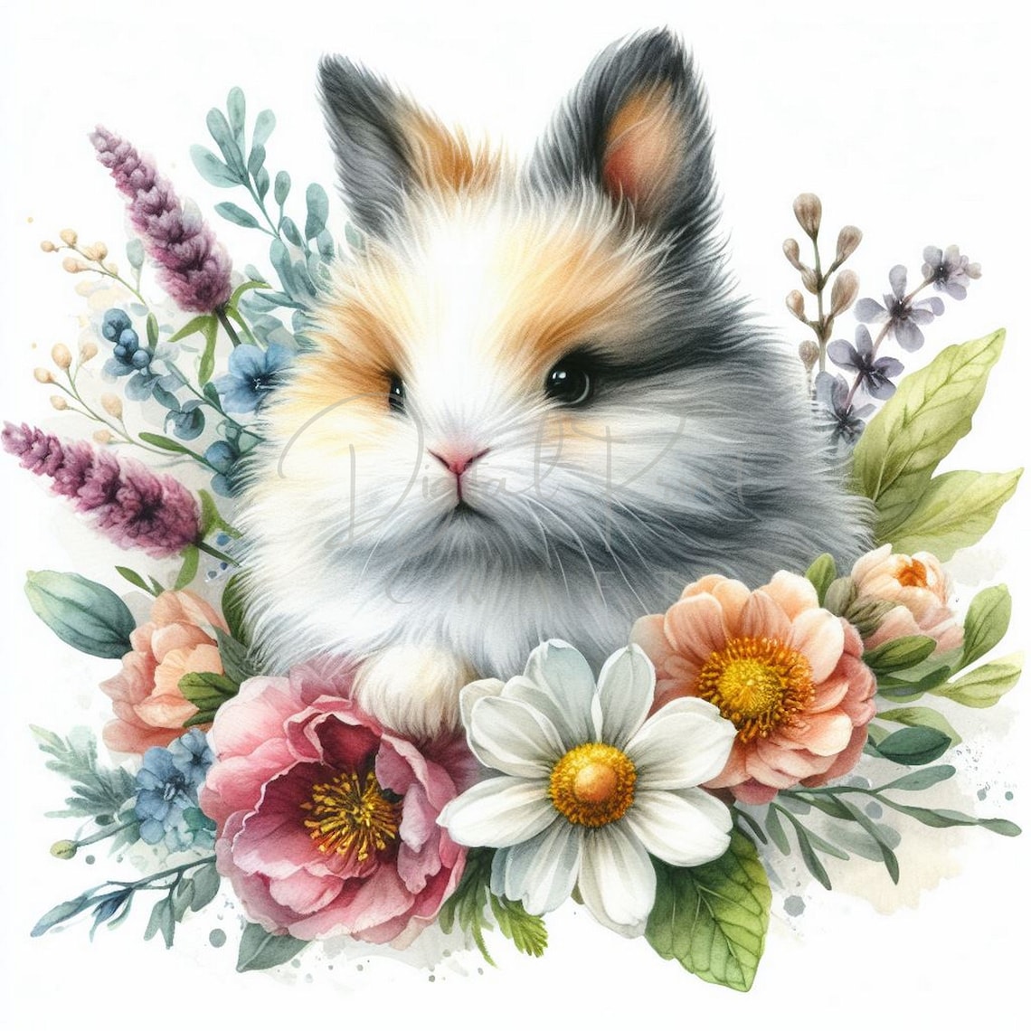 Bunny Spring Flowers 16 High Quality Jpgs Bouquet Clipart Junk ...