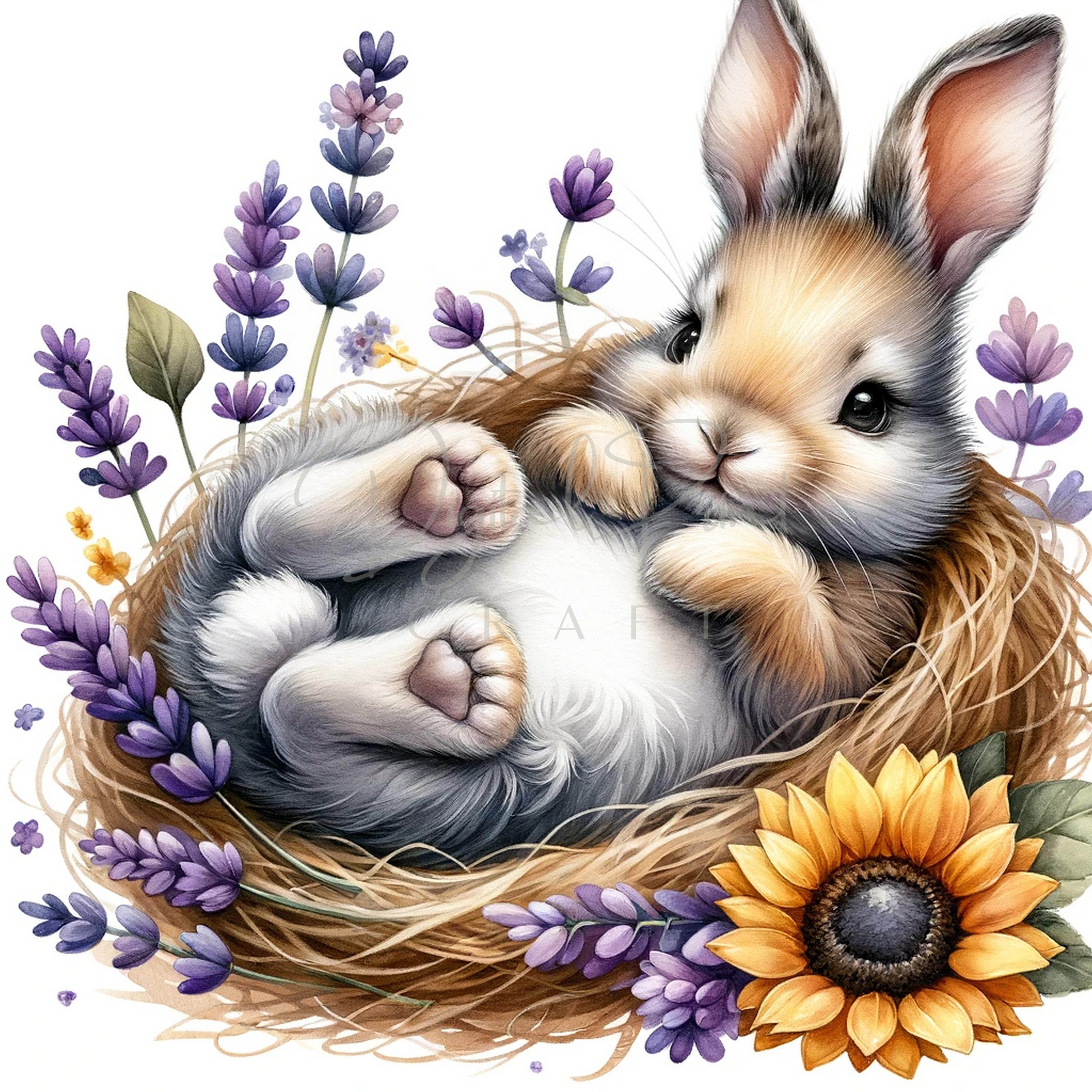 Easter Bunny Floral Spring Clipart, 16 High Quality Jpgs, Flower ...