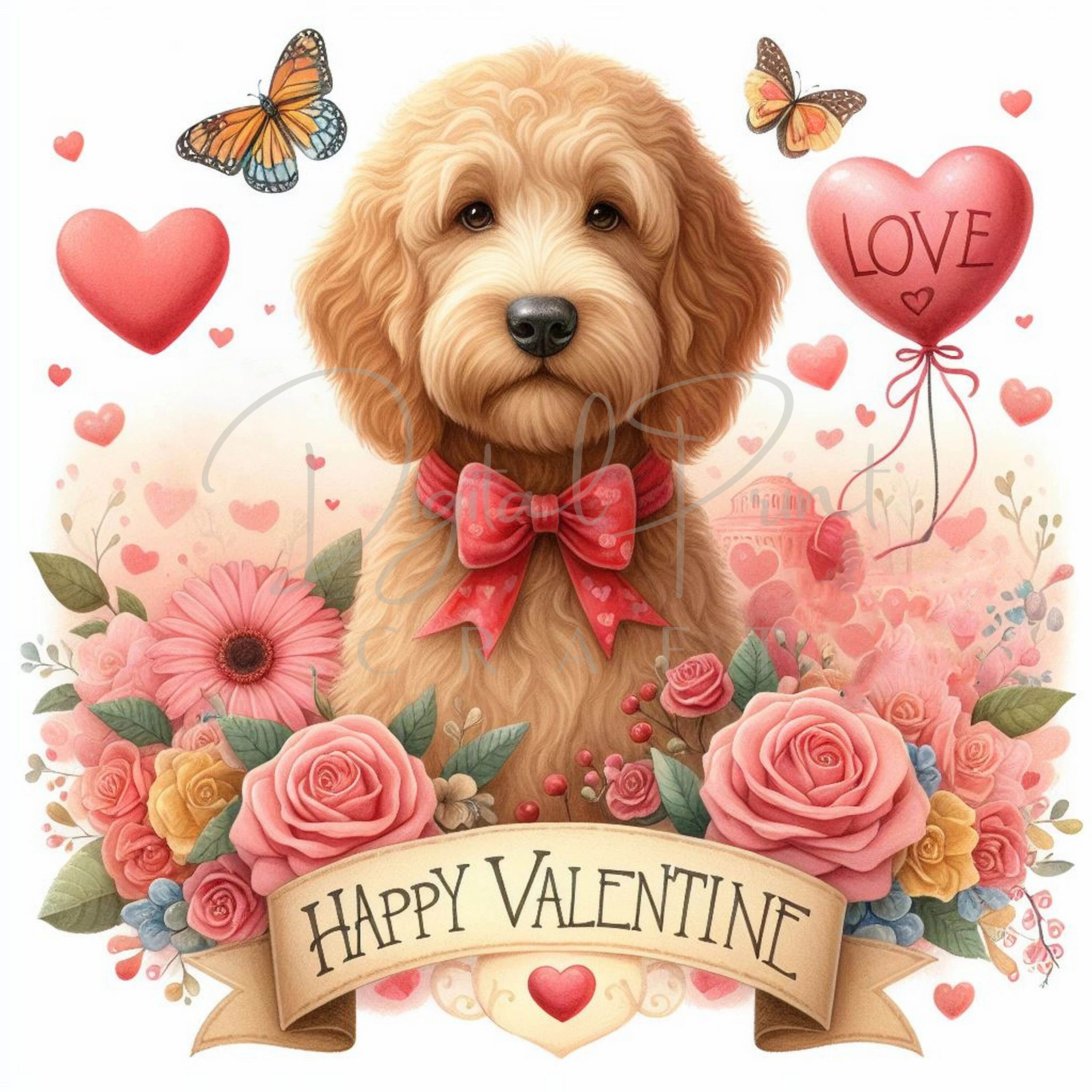 Valentine Labradoodle Clipart, 13 JPG Valentines Day Clipart, Valentine ...