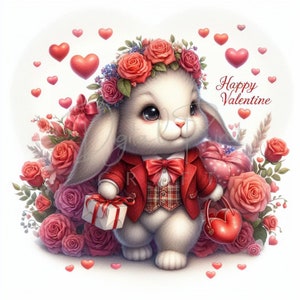 Valentine Rabbit Gift, 15 JPG Valentines Day Clipart, Valentine Couple ...