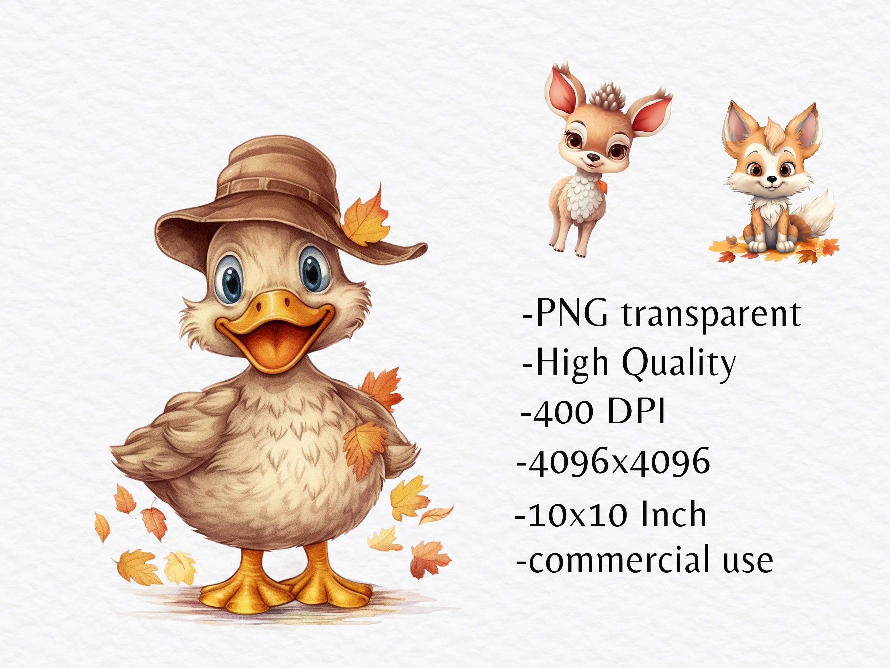 Autumn Animals Watercolor Clipart Bundle 11 PNG Sweet Fall Animal ...