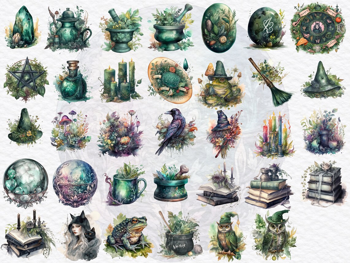 70 Green Witch Items Clipart Magic Witch Clipart PNG - Etsy