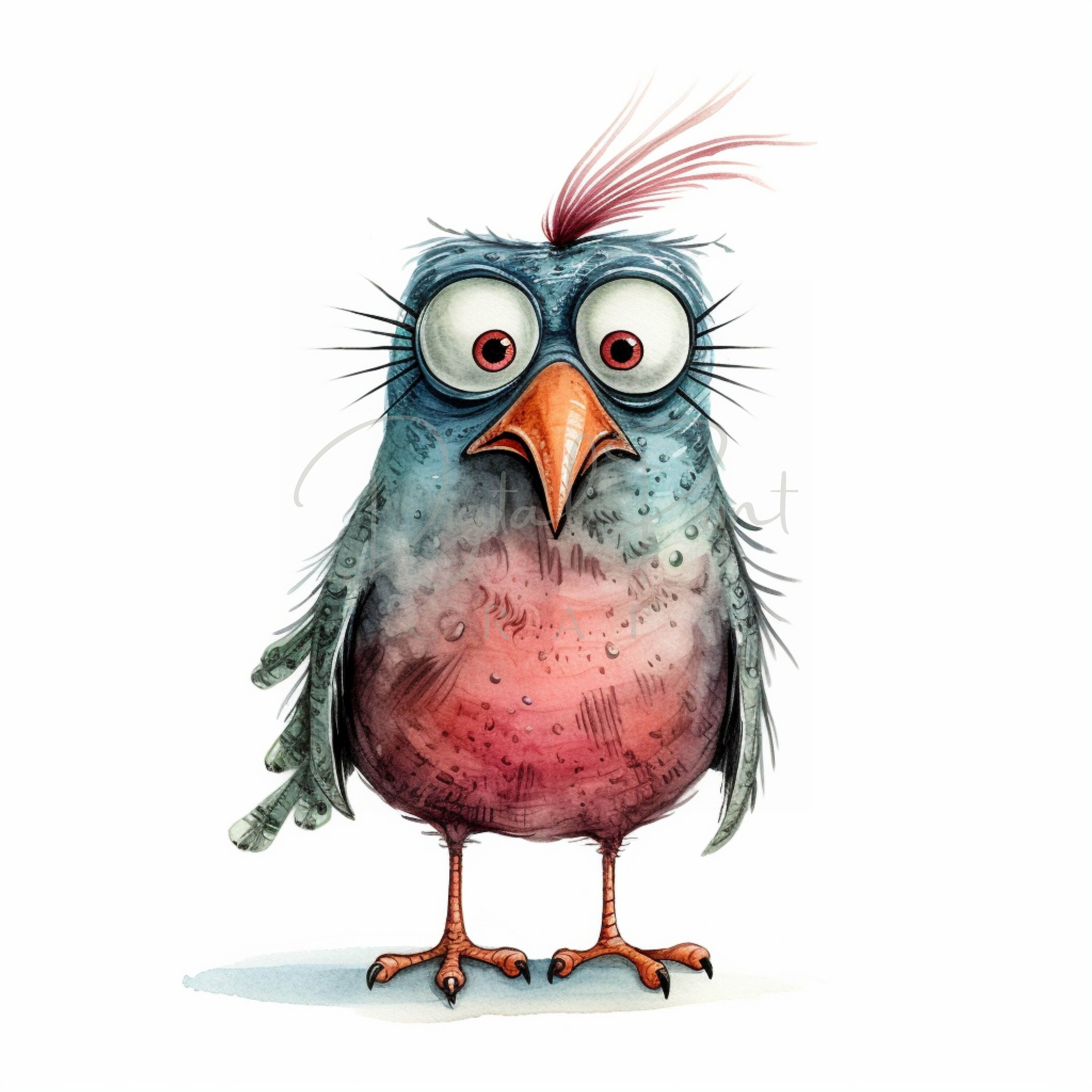 Quirky Crazy Bird Clipart, Colorful Clipart, 12 High Quality Jpgs ...