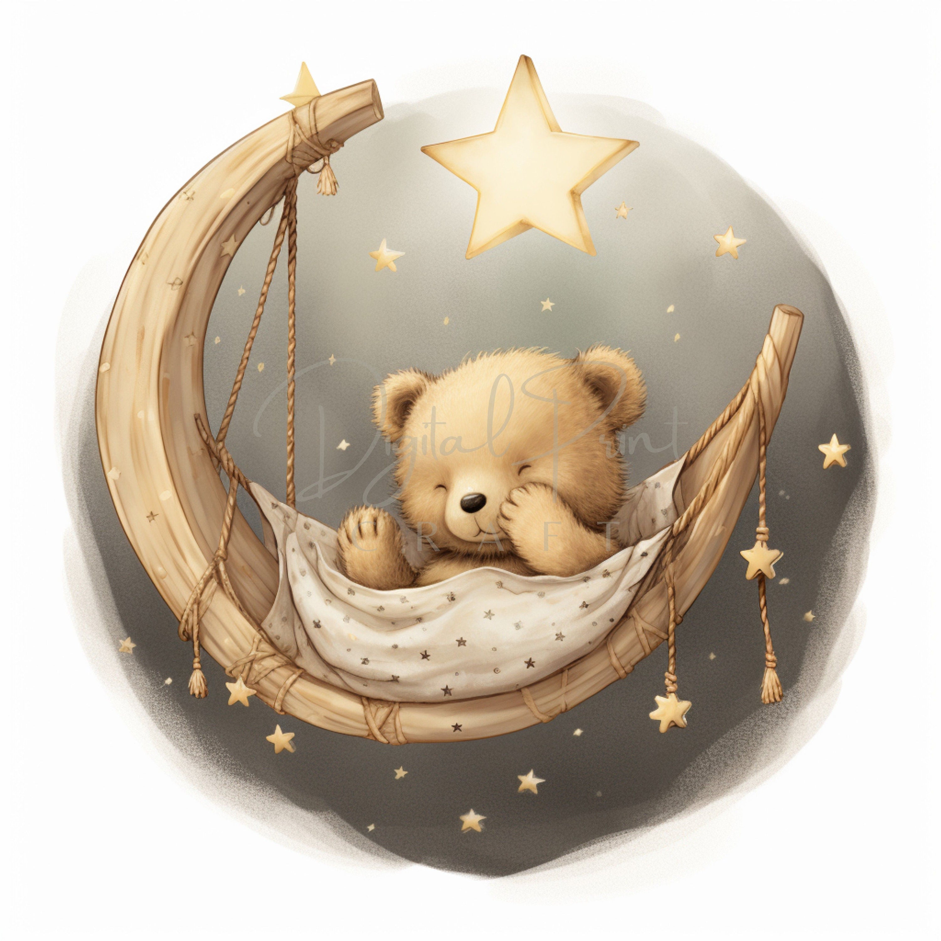 Sleeping Moon Teddy Clipart - 12 High Quality Jpgs, Party Clipart ...
