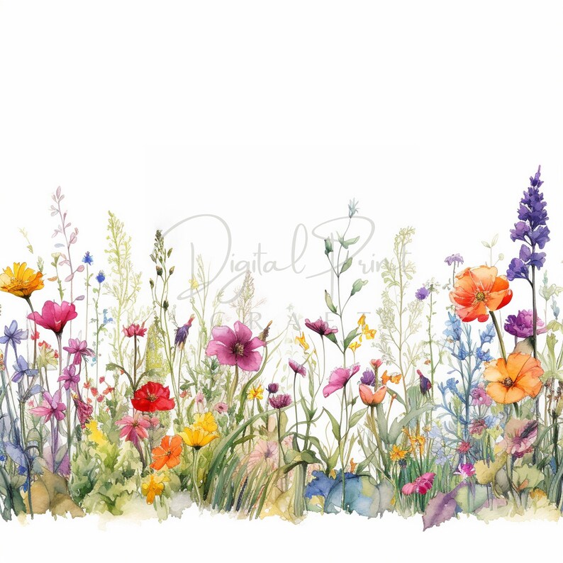 Spring Flower Meadow Bed Clipart Bundle - 14 High Quality Jpgs ...