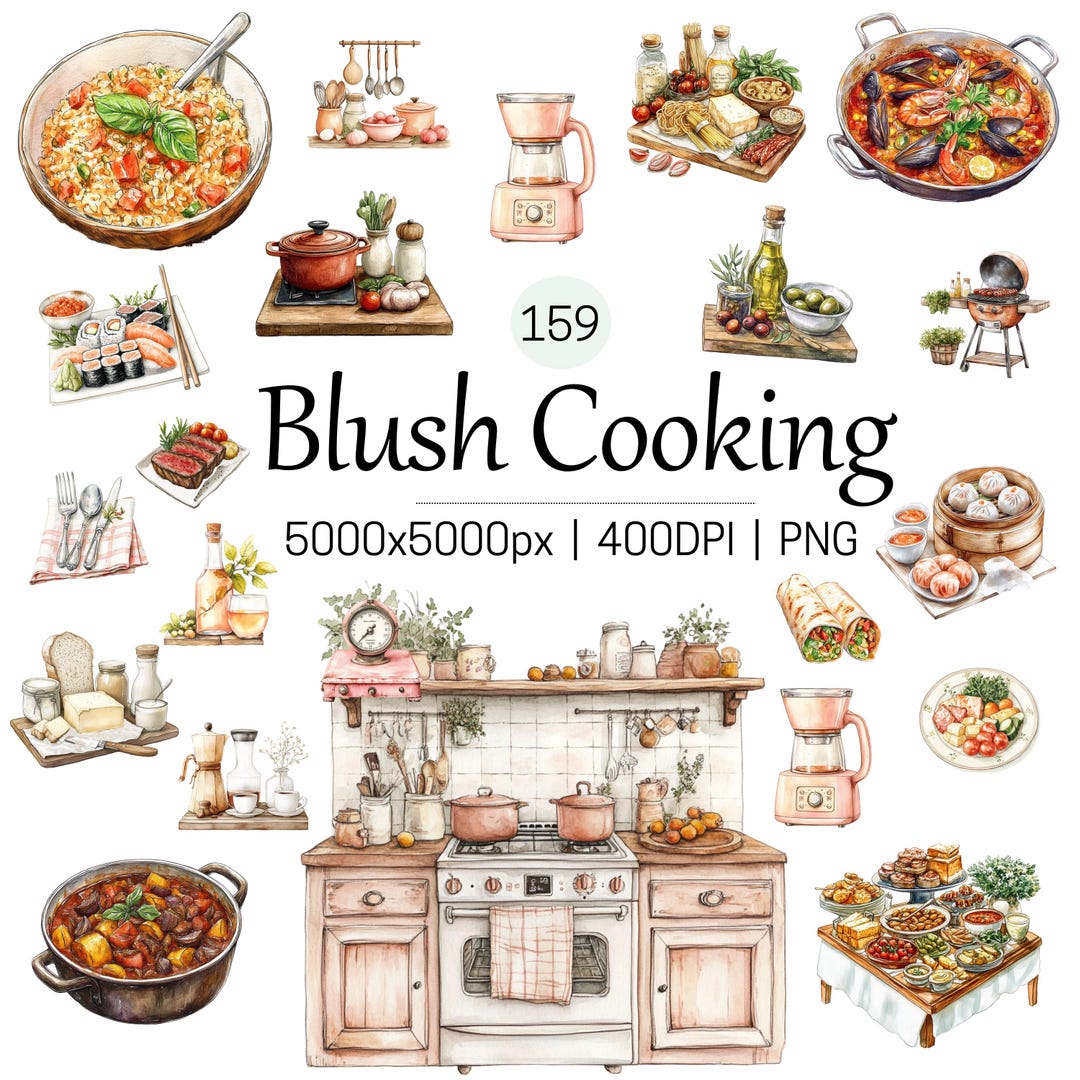 Watercolor Cooking Clipart Bundle – PNG Digital Download,hand-drawn ...