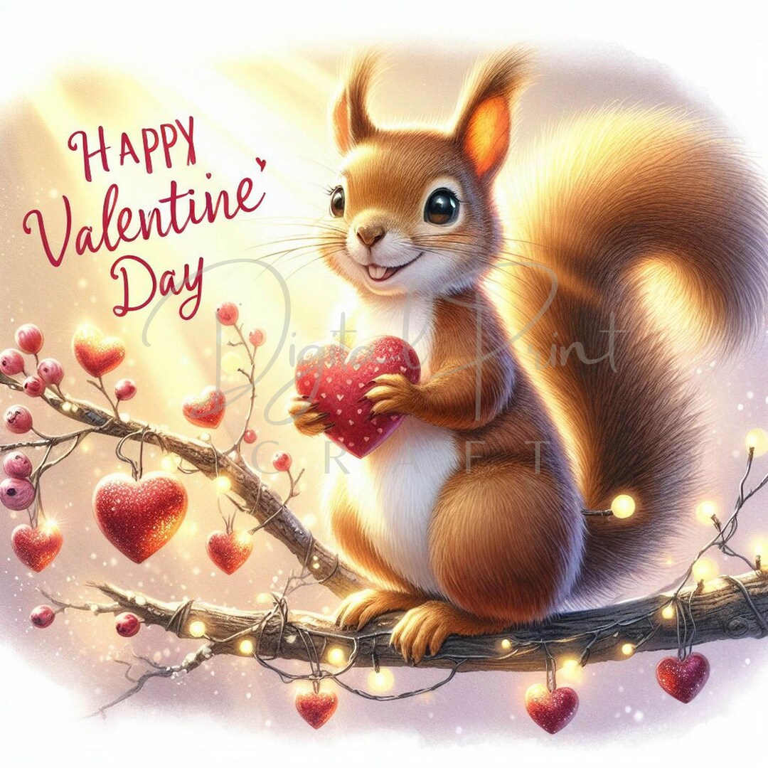 Valentine Squirrel Clipart, 11 JPG Valentines Day Clipart, Valentine ...