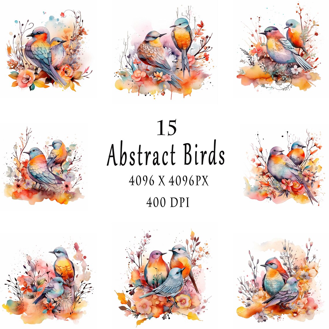 Abstract Bird Clipart, Robin Clipart, 15 High Quality Jpgs, Printable ...