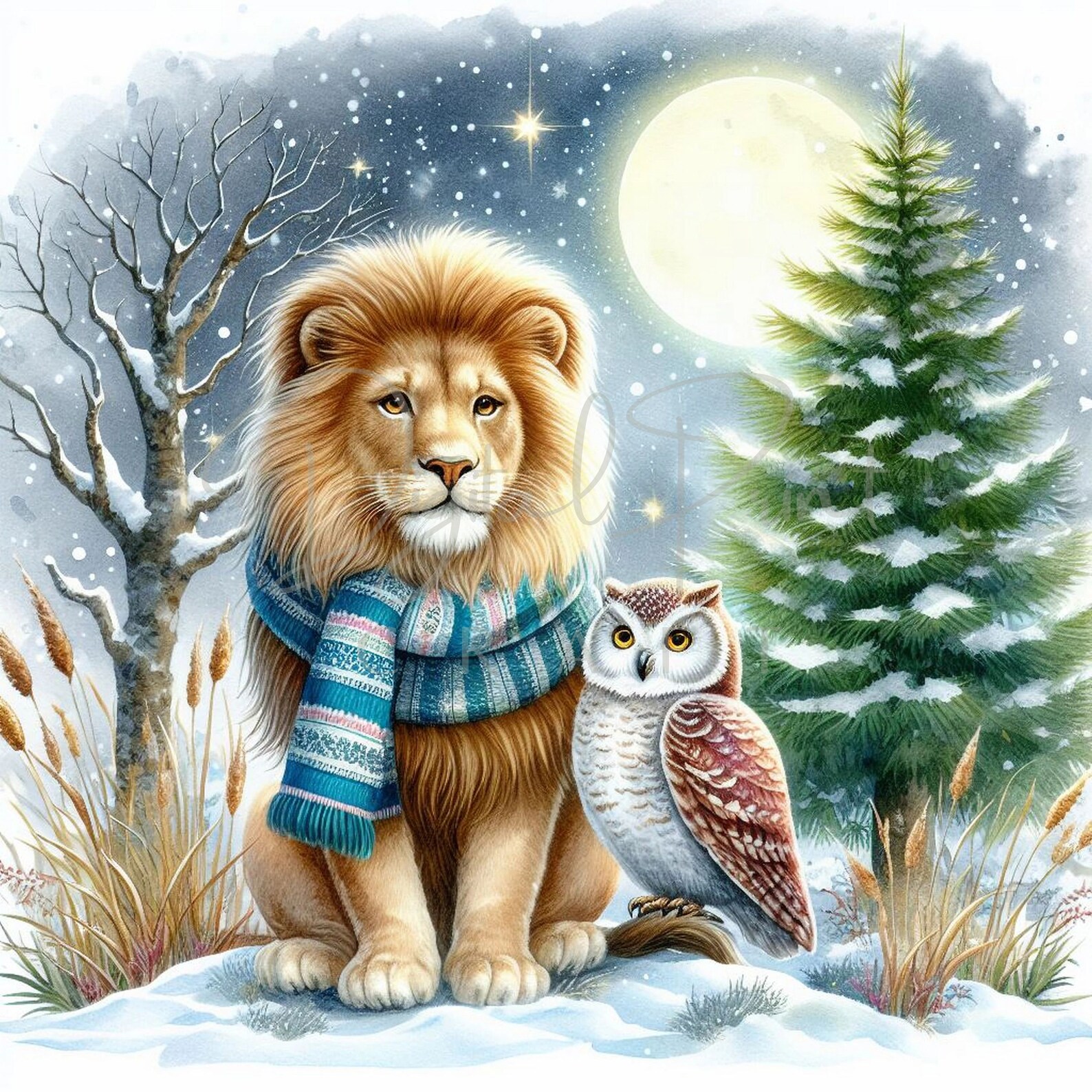 Winter Lion Clipart, 15 Jpgs, Christmas Animals, Winter JPG, Digital ...