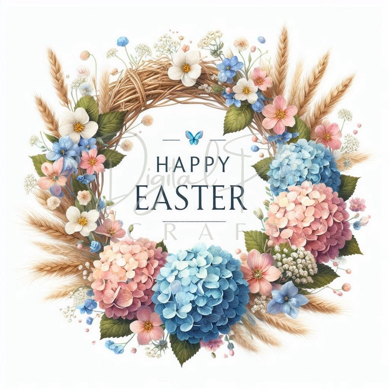 Easter Wreath Clipart, 15 High Quality JPG, Happy Easter Clipart ...