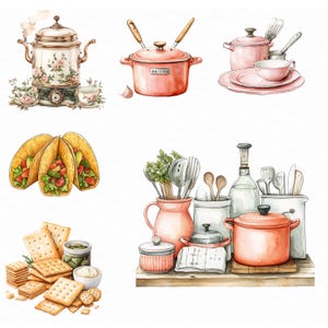 Watercolor Cooking Clipart Bundle – PNG Digital Download,hand-drawn ...