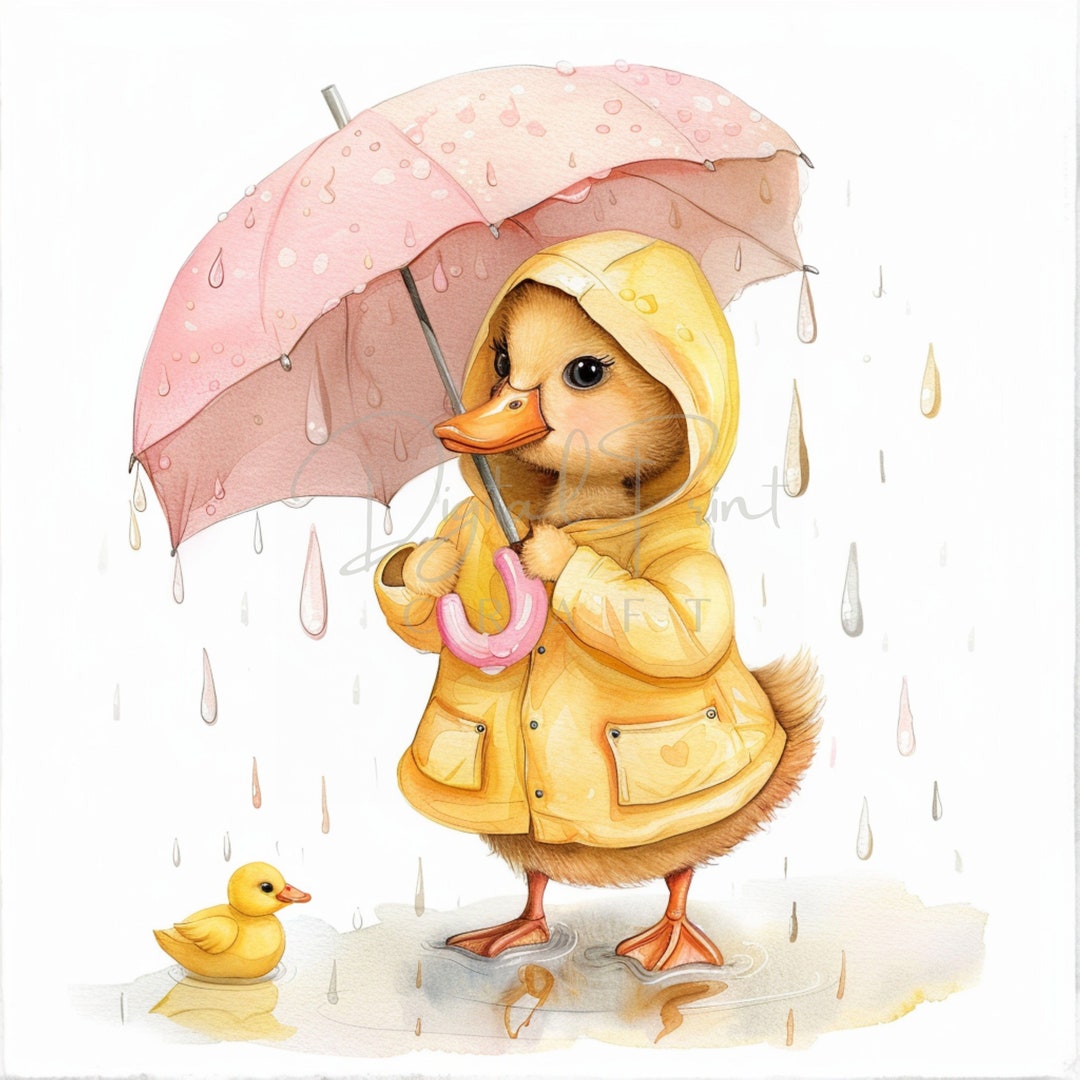Duckling in Rain Clipart, Duck Clipart, 14 High Quality Jpgs,printable ...