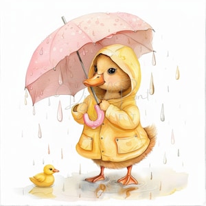 Duckling in Rain Clipart, Duck Clipart, 14 High Quality Jpgs,printable ...