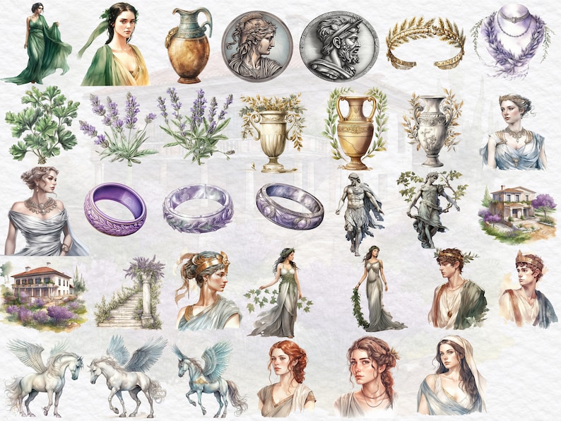 Ancient Greek Watercolor Clipart, Illustartion, Greek Mythology Clipart ...