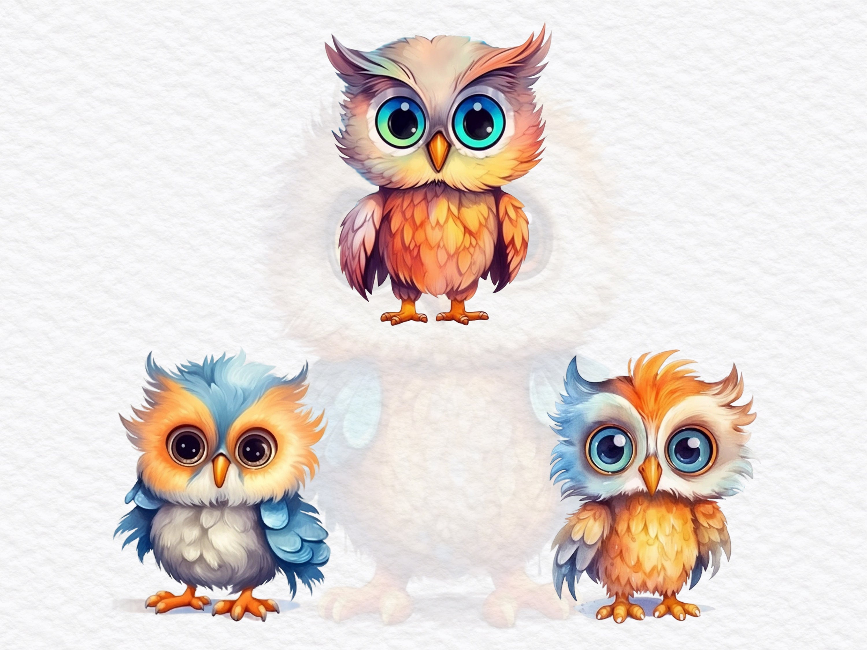Colorful Owl Clipart PNG Bundle Watercolor PNG Files for - Etsy
