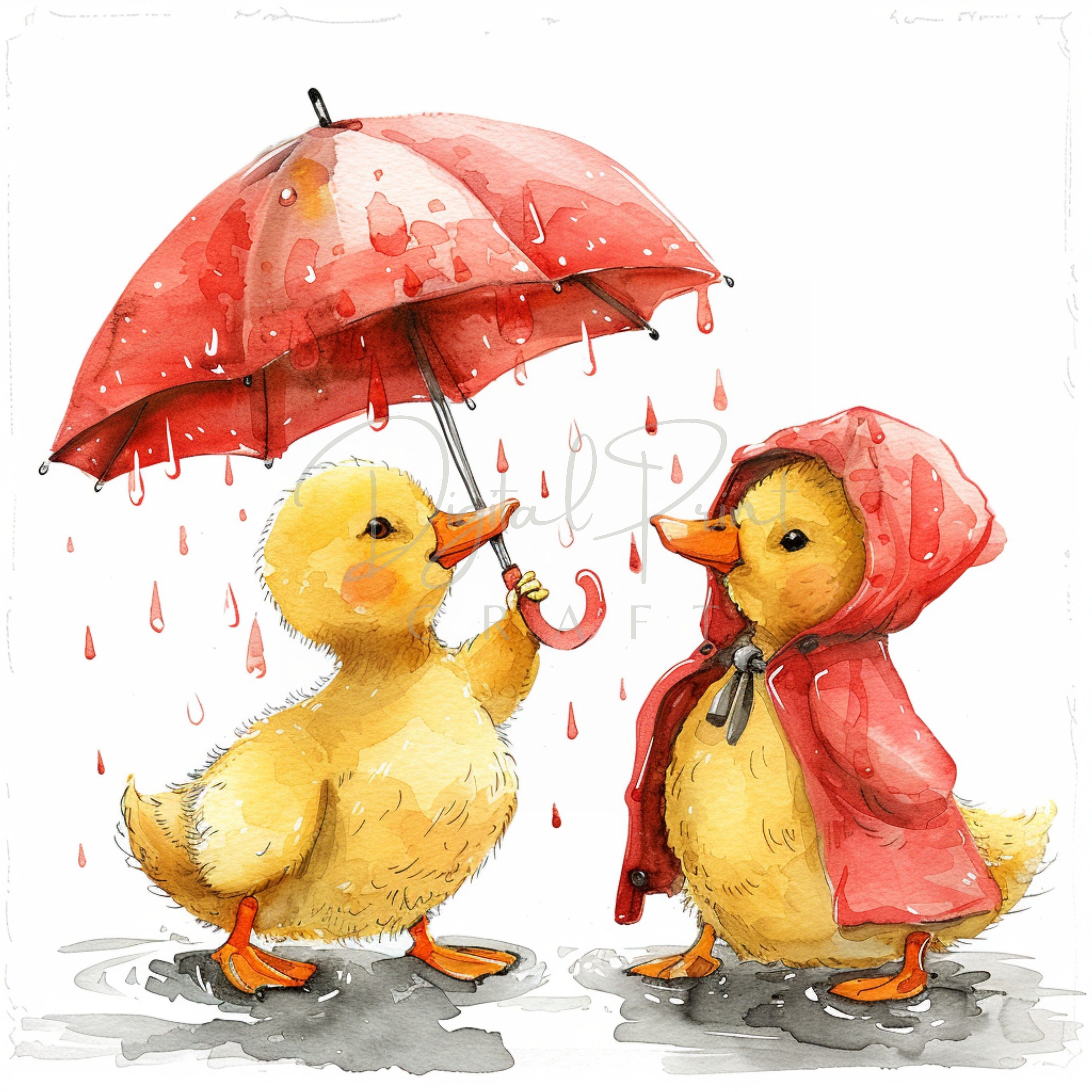 Duckling in Rain Clipart, Duck Clipart, 13 High Quality Jpgs,printable ...