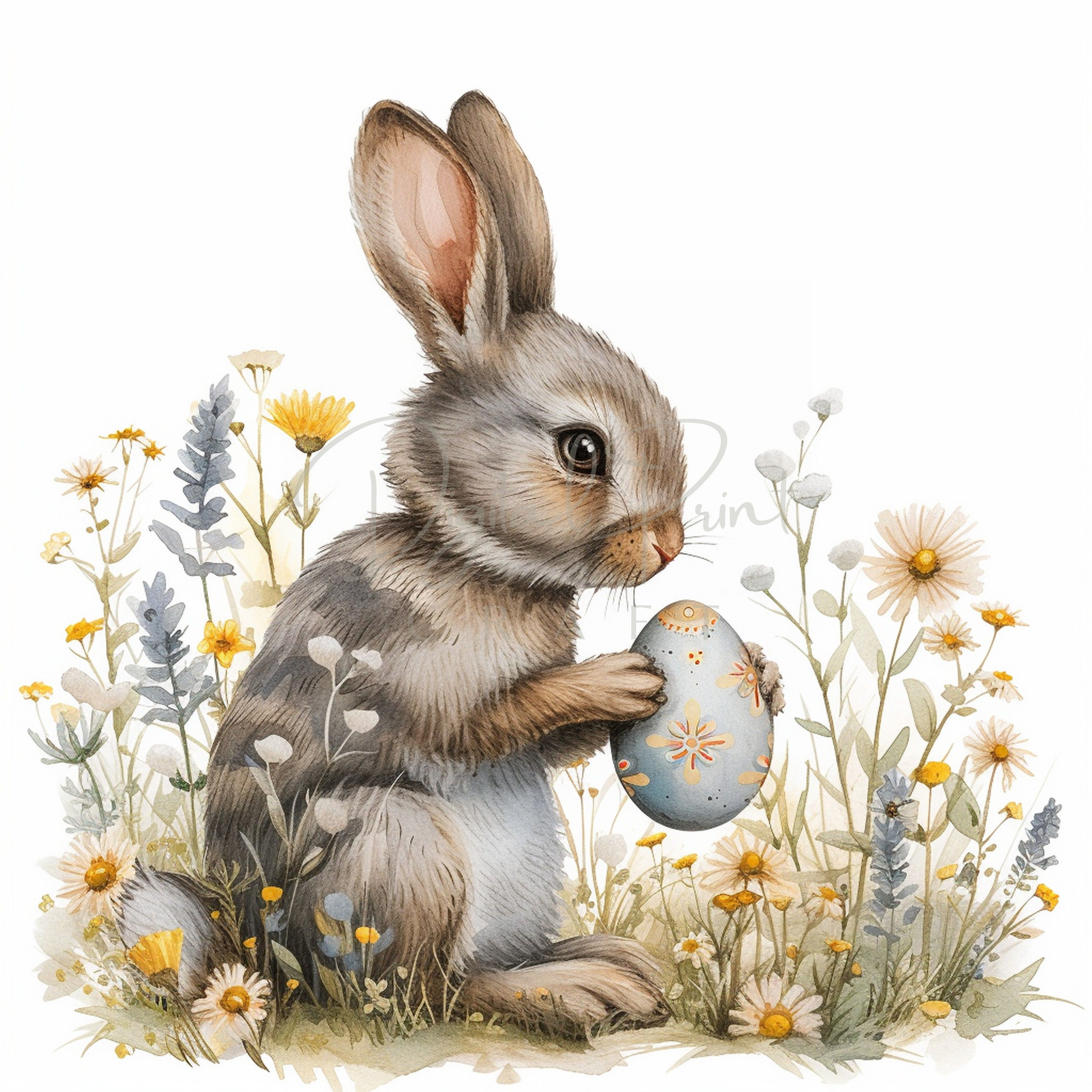 Easter Bunny Floral Spring Clipart, 15 High Quality Jpgs, Flower ...