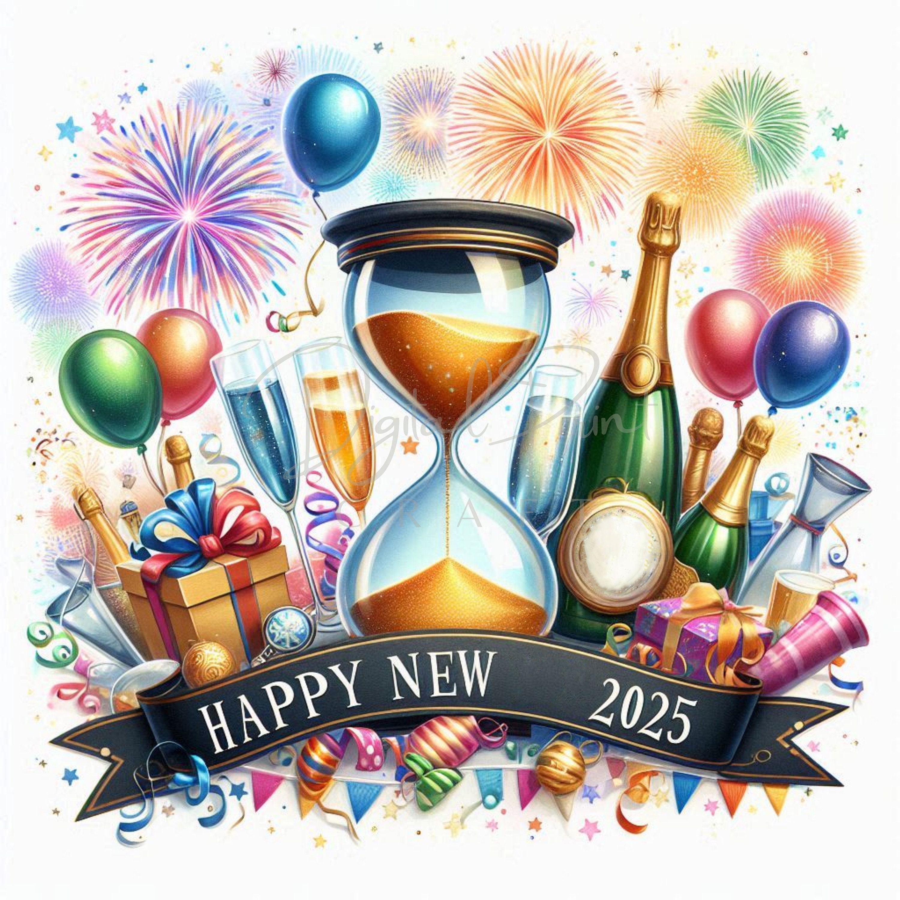 Happy New Year 2025 Clipart 11 High Quality Jpgs, Party Clipart ...