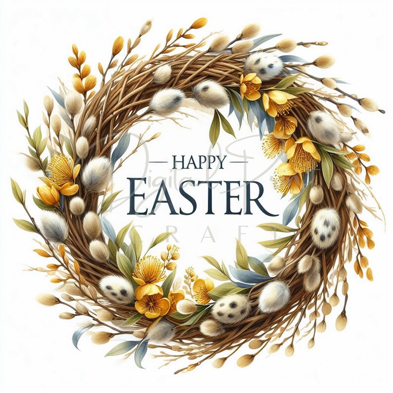 Easter Wreath Clipart, 15 High Quality JPG, Happy Easter Clipart ...