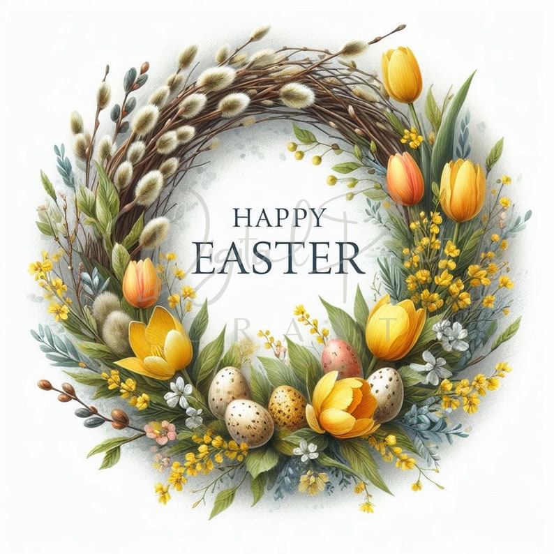Easter Wreath Clipart, 15 High Quality JPG, Happy Easter Clipart ...