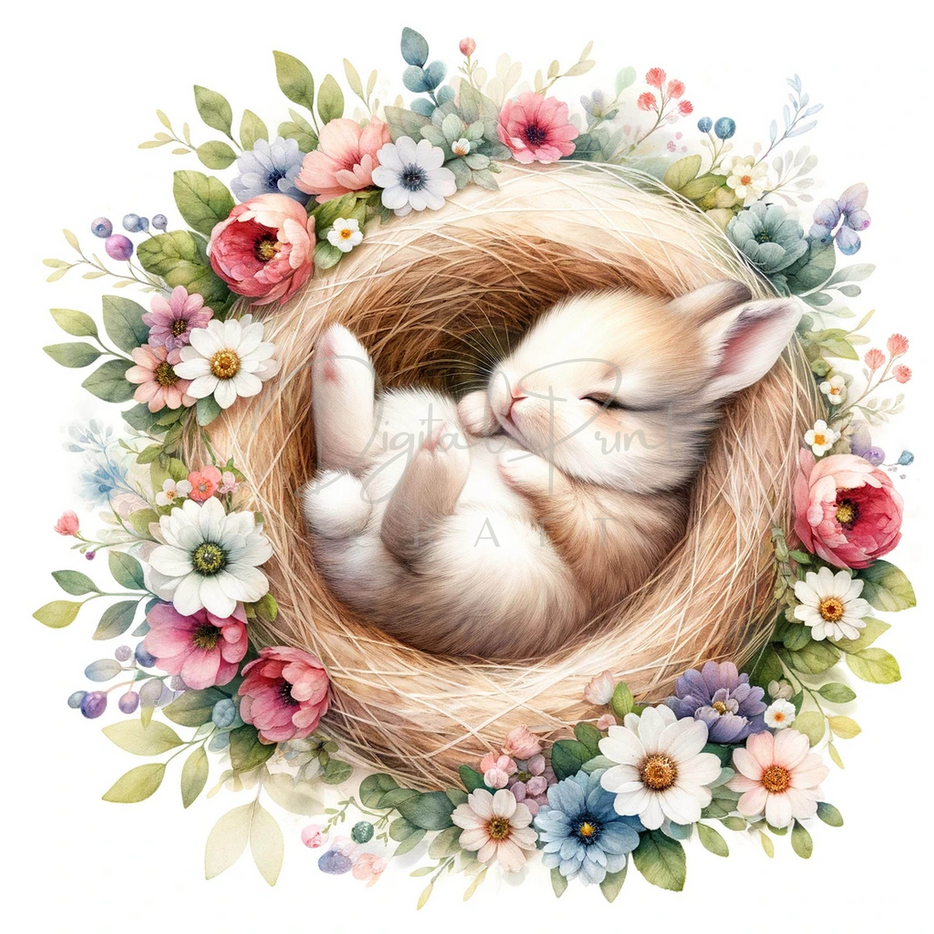 Easter Bunny Floral Spring Clipart, 16 High Quality Jpgs, Flower ...