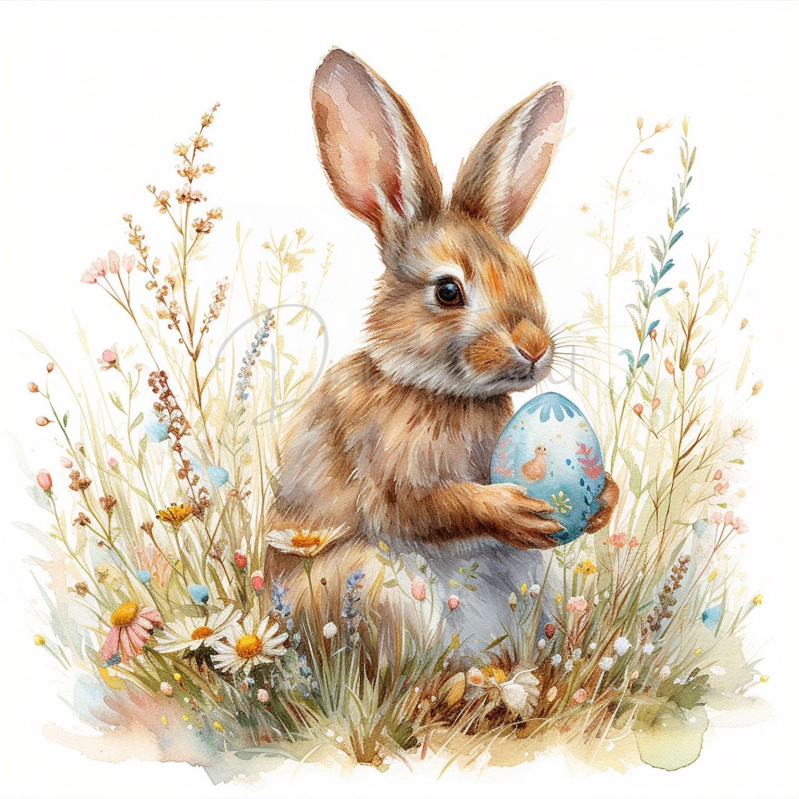 Easter Bunny Floral Spring Clipart, 15 High Quality Jpgs, Flower ...