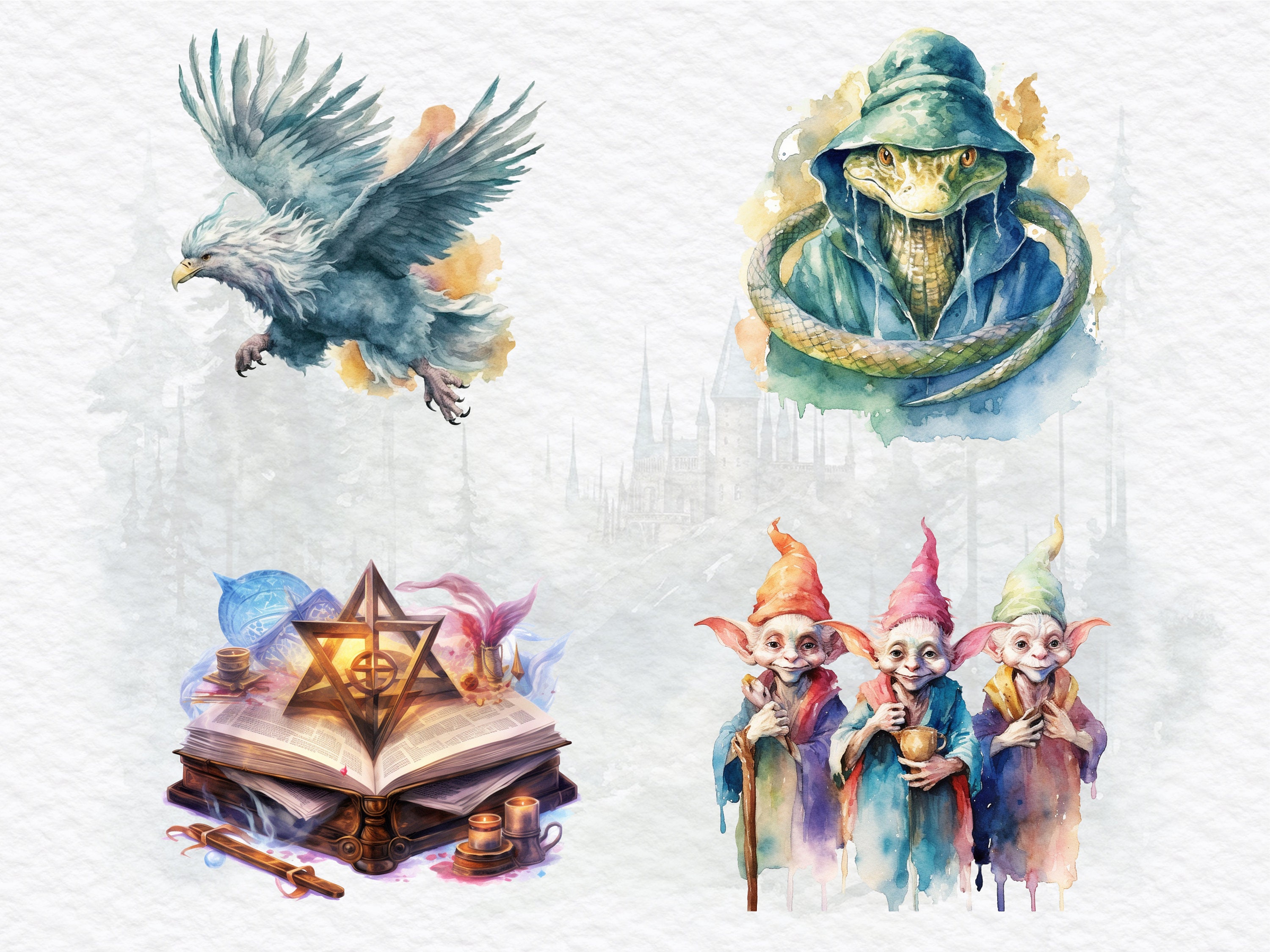 Wizard School Clipart PNG Bundle 1 Wizard Book PNG Files Wands, Potions ...