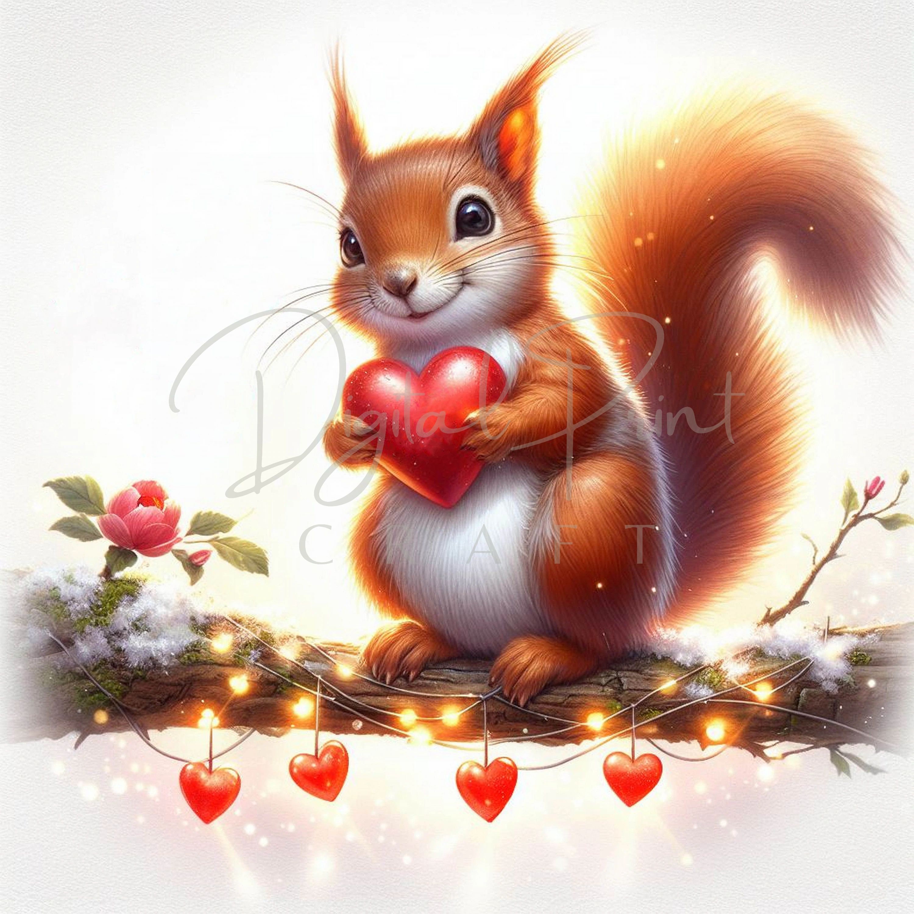 Valentine Squirrel Clipart, 11 JPG Valentines Day Clipart, Valentine ...