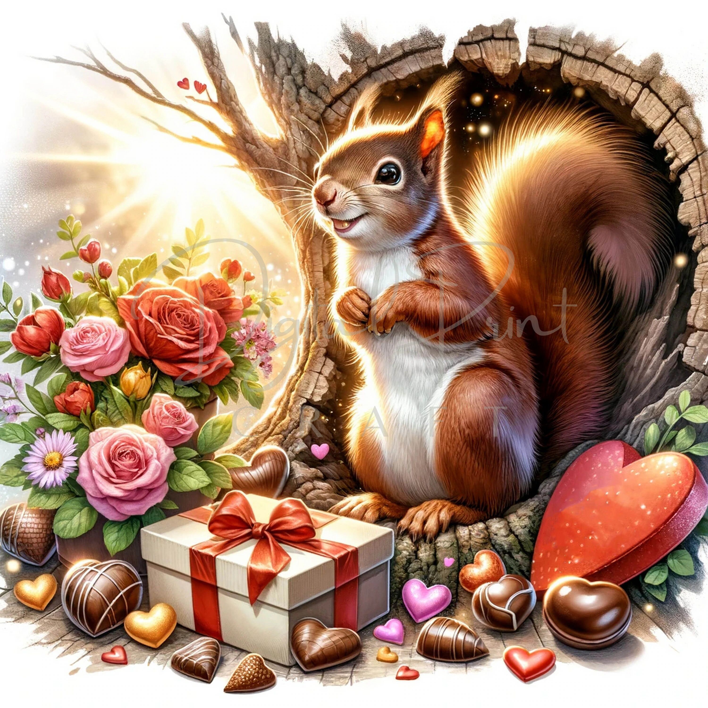 Valentine Squirrel Clipart, 10 JPG Valentines Day Clipart, Valentine ...