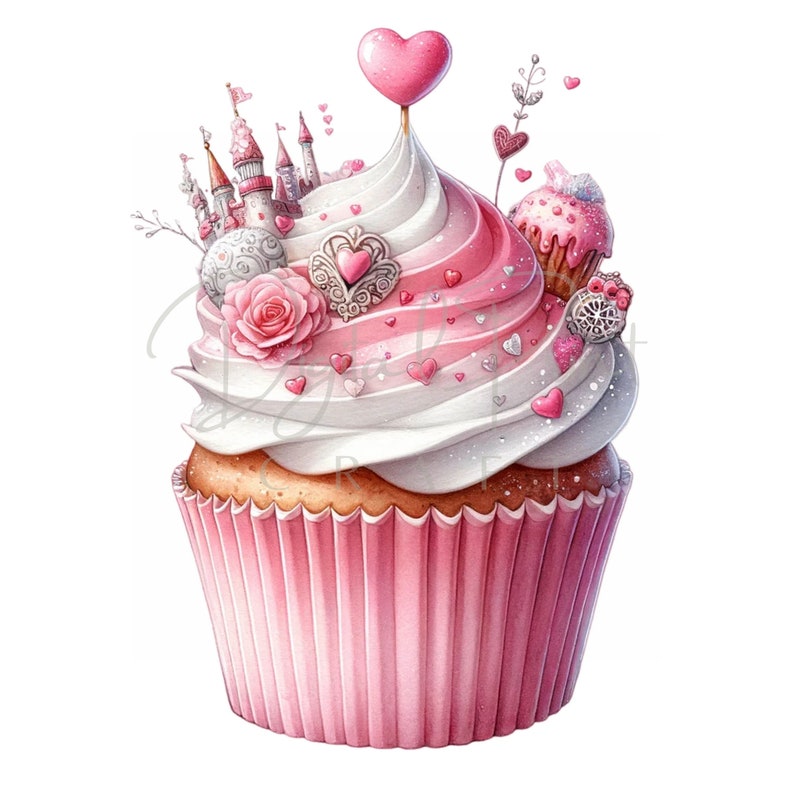 Valentine Cupcake Clipart, 14 PNG Valentines Day Clipart, Valentine ...