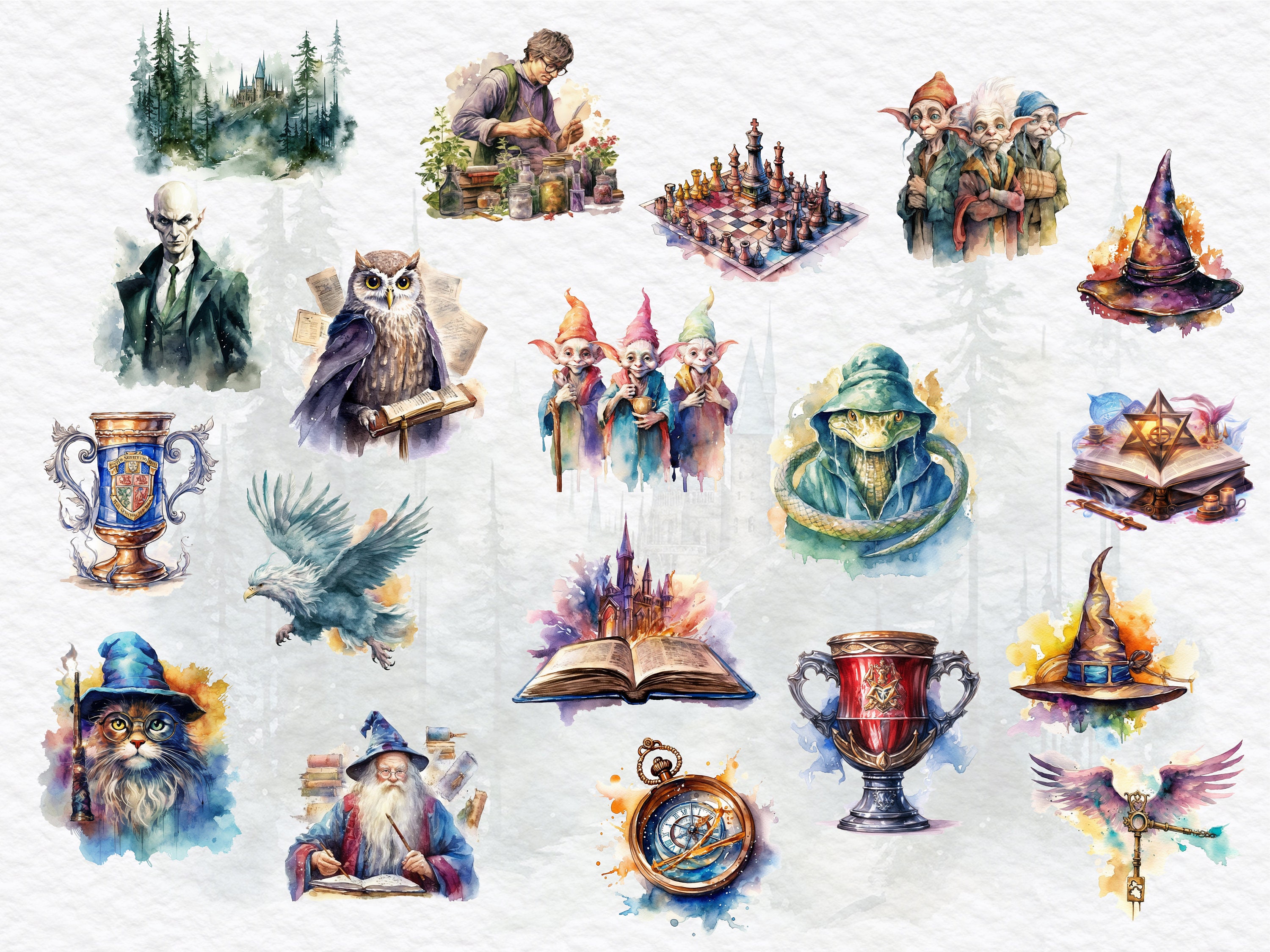 Wizard School Clipart PNG Bundle 1 Wizard Book PNG Files Wands, Potions ...