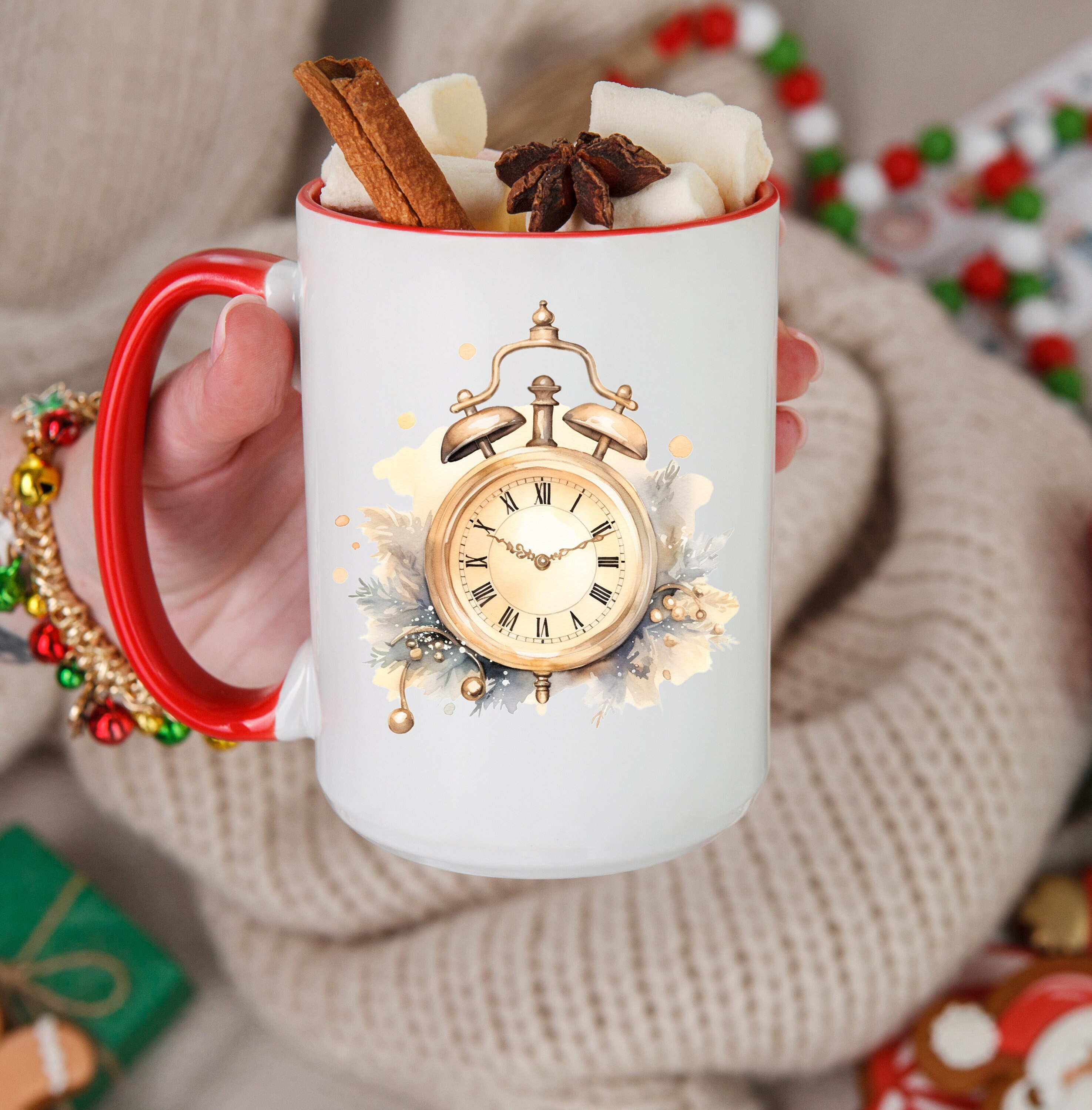 Christmas Clocks Clipart 18 Pngs, Christmas Decoration, Clock PNG ...