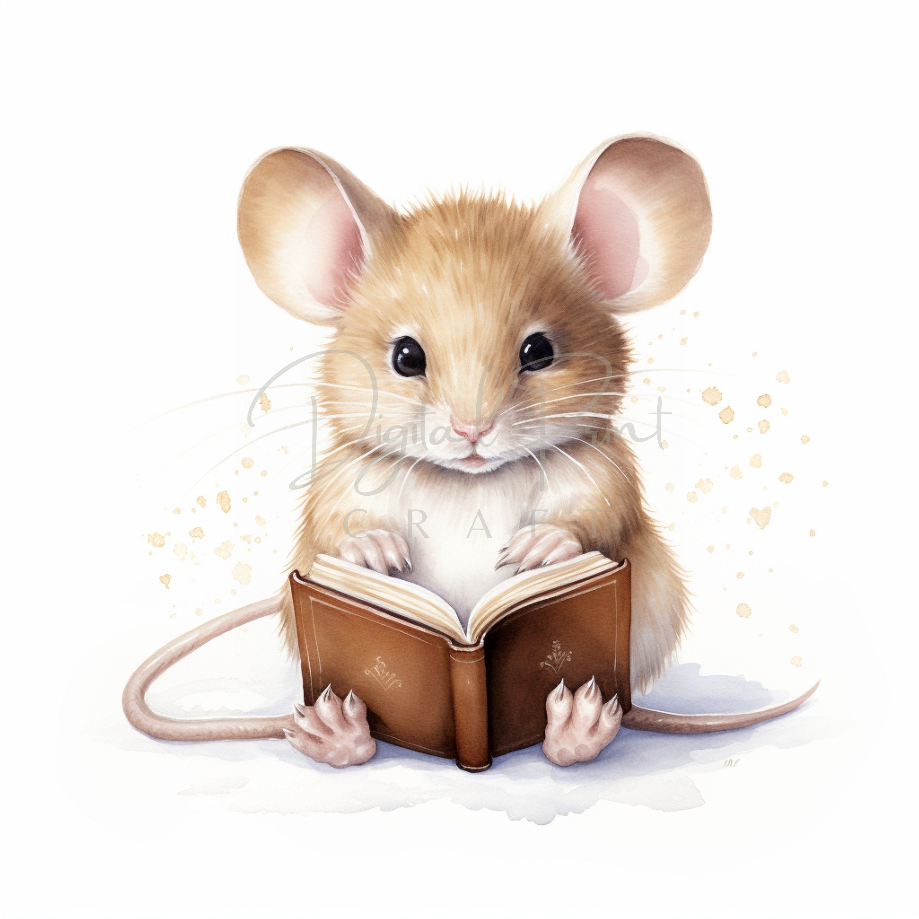Mouse Reading Clipart, Animal Clipart, 15 High Quality Jpgs, Printable ...