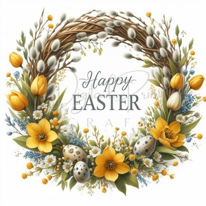 Easter Wreath Clipart, 15 High Quality JPG, Happy Easter Clipart ...