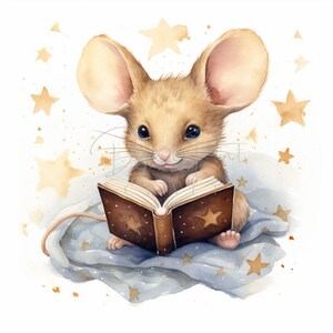 Mouse Reading Clipart, Animal Clipart, 15 High Quality Jpgs, Printable ...