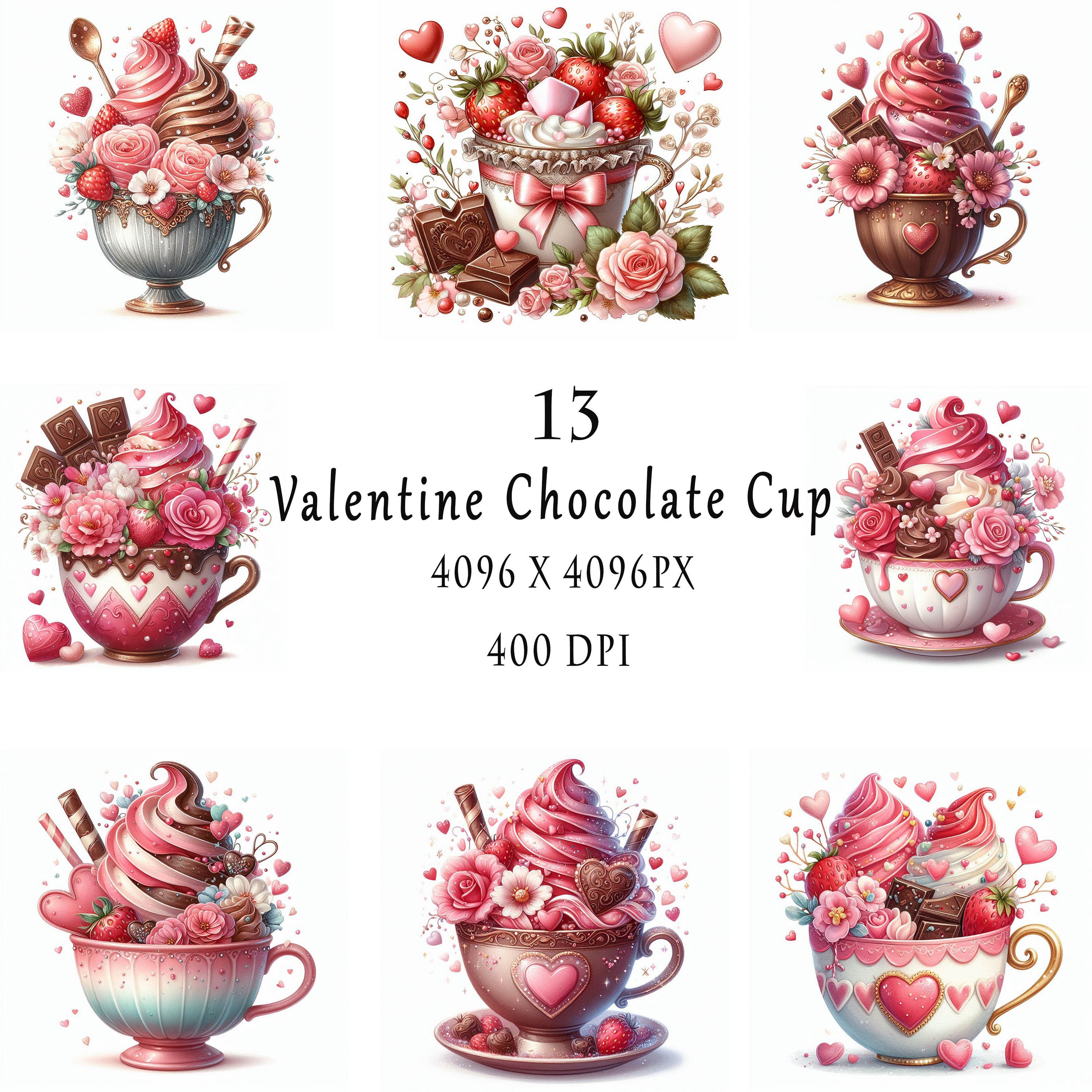 Valentine Chocolate Cup Clipart, 13 JPG Valentines Day Clipart ...