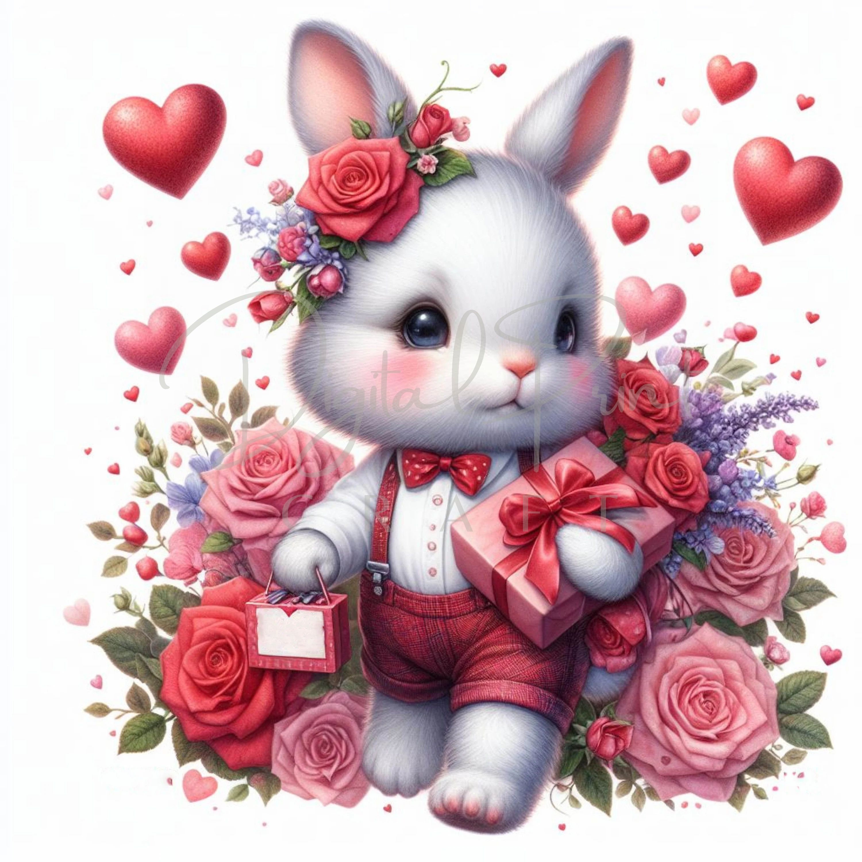 Valentine Rabbit Gift, 15 JPG Valentines Day Clipart, Valentine Couple ...