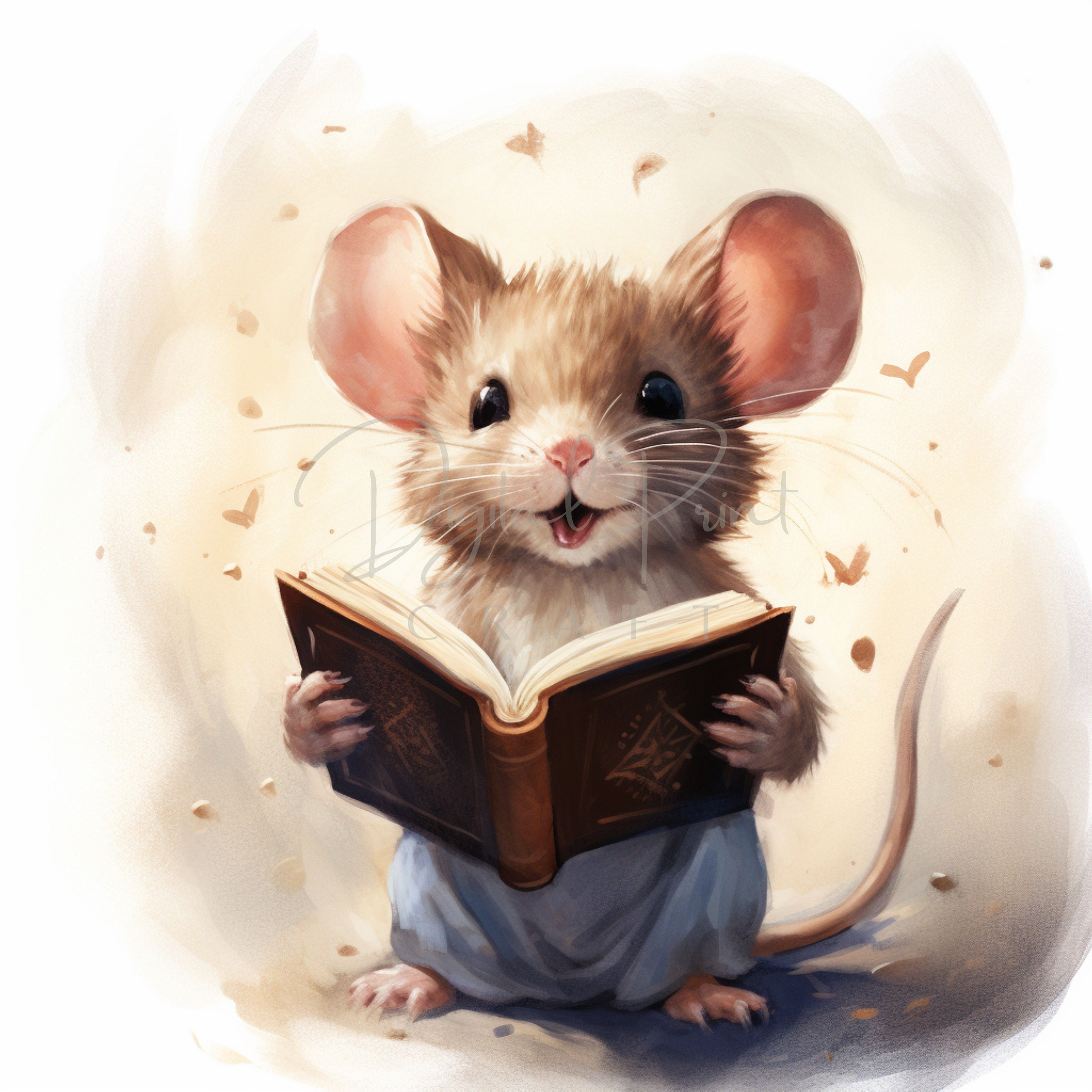 Mouse Reading Clipart, Animal Clipart, 15 High Quality Jpgs, Printable ...