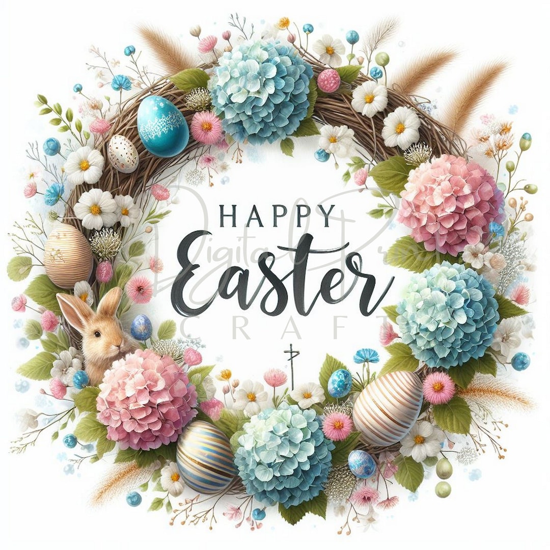 Easter Wreath Clipart, 15 High Quality JPG, Happy Easter Clipart ...