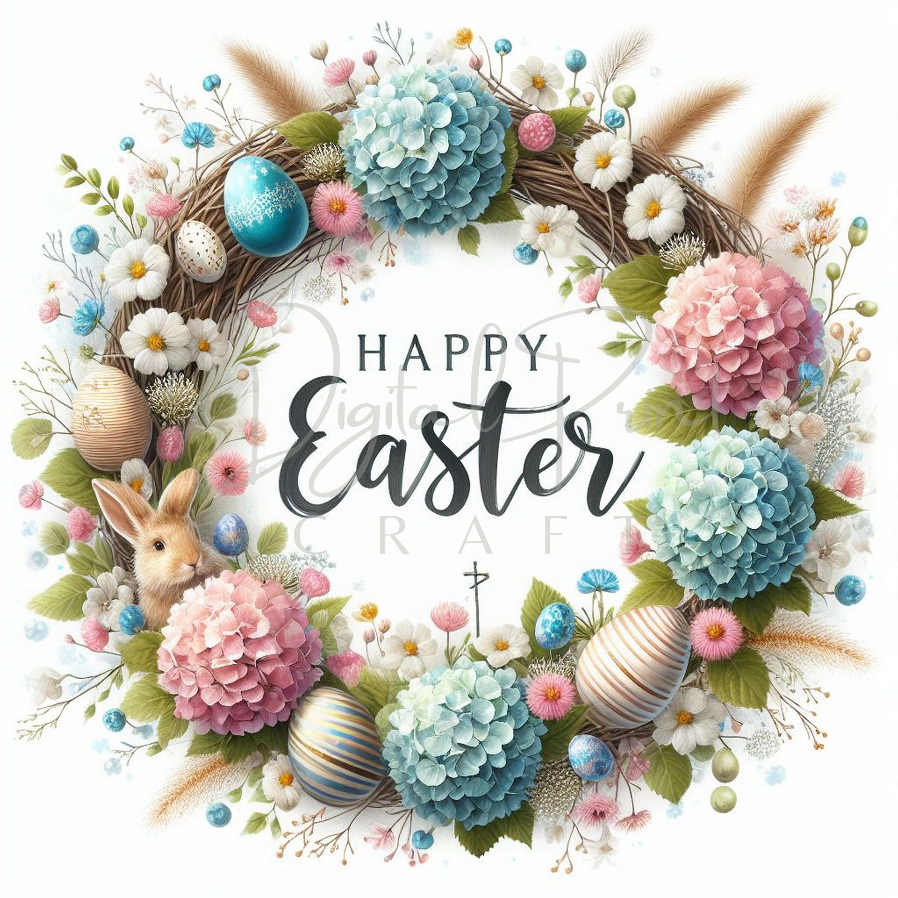 Easter Wreath Clipart, 15 High Quality JPG, Happy Easter Clipart ...