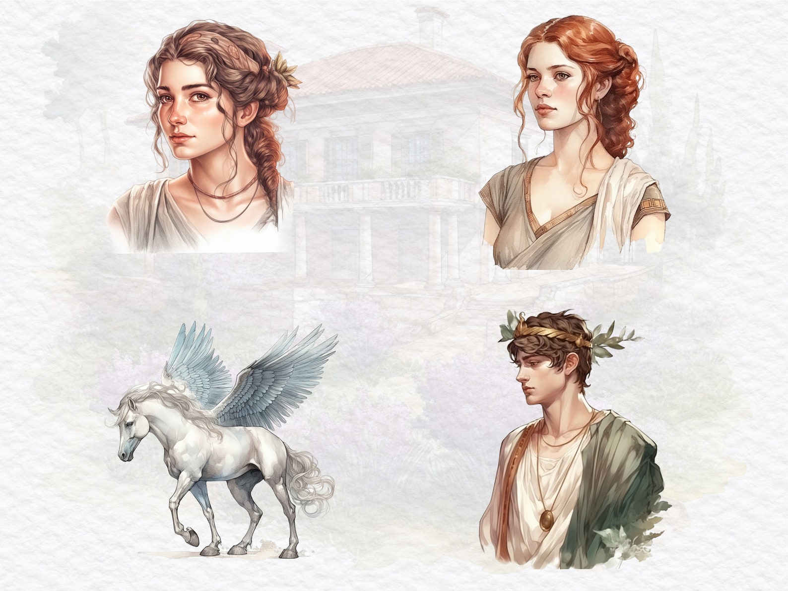 Ancient Greek Watercolor Clipart, Illustartion, Greek Mythology Clipart ...