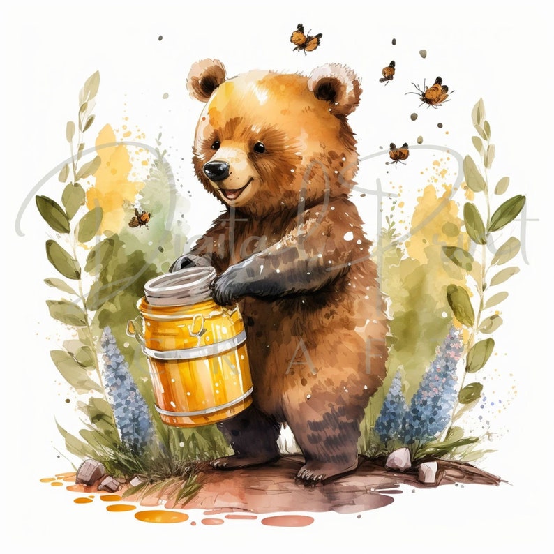 Teddy Bear Honey Clipart -16 High Quality Jpgs - Digital Download ...