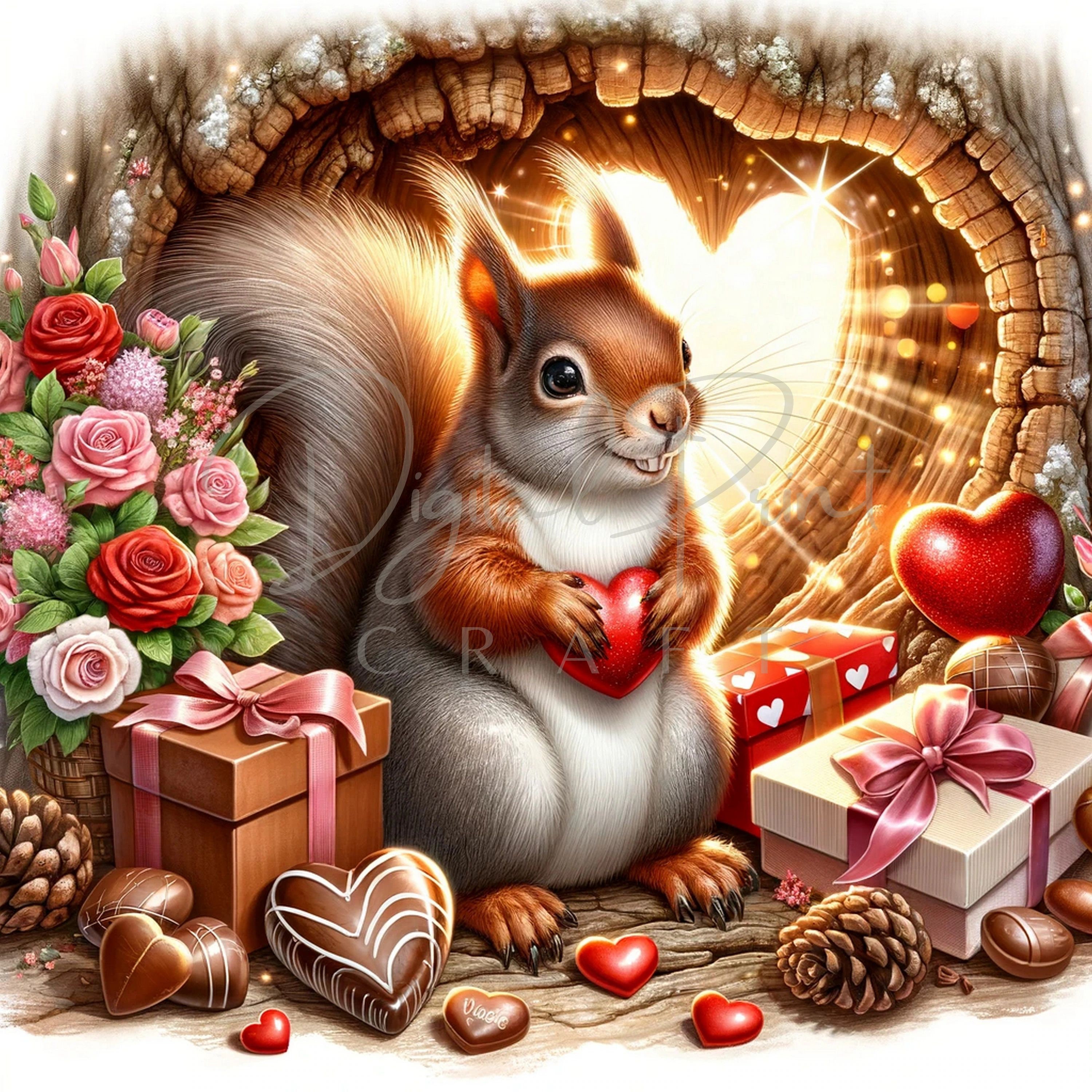 Valentine Squirrel Clipart, 10 JPG Valentines Day Clipart, Valentine ...