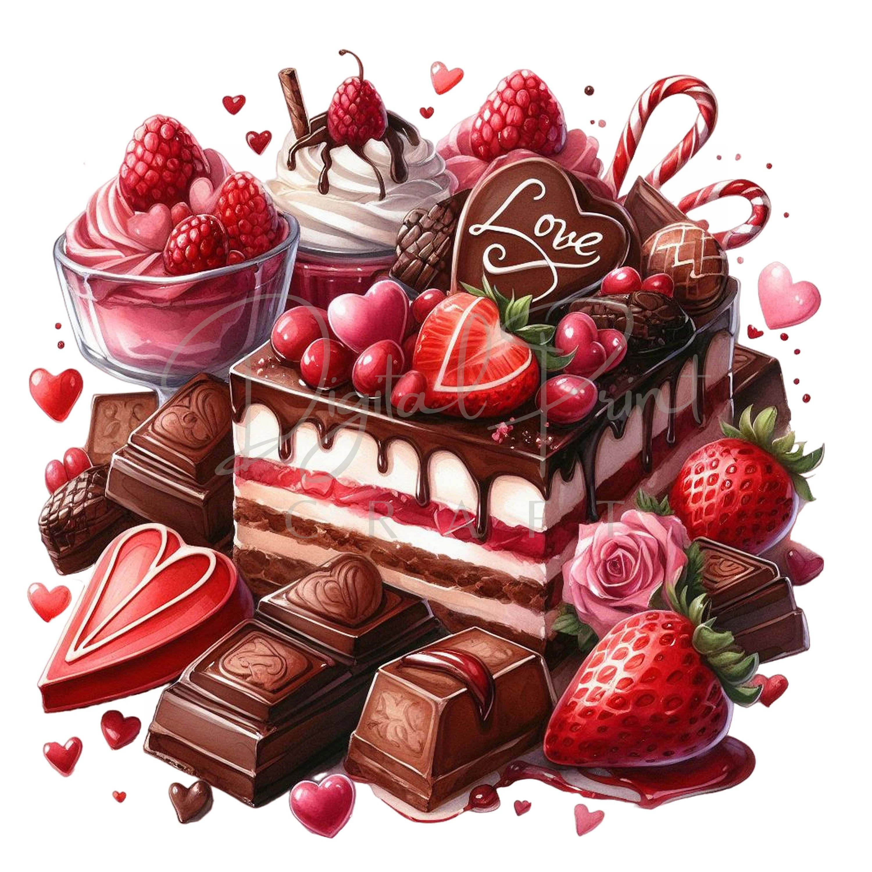 Valentine Chocolate Clipart, 12 PNG Valentines Day Clipart, Valentine ...