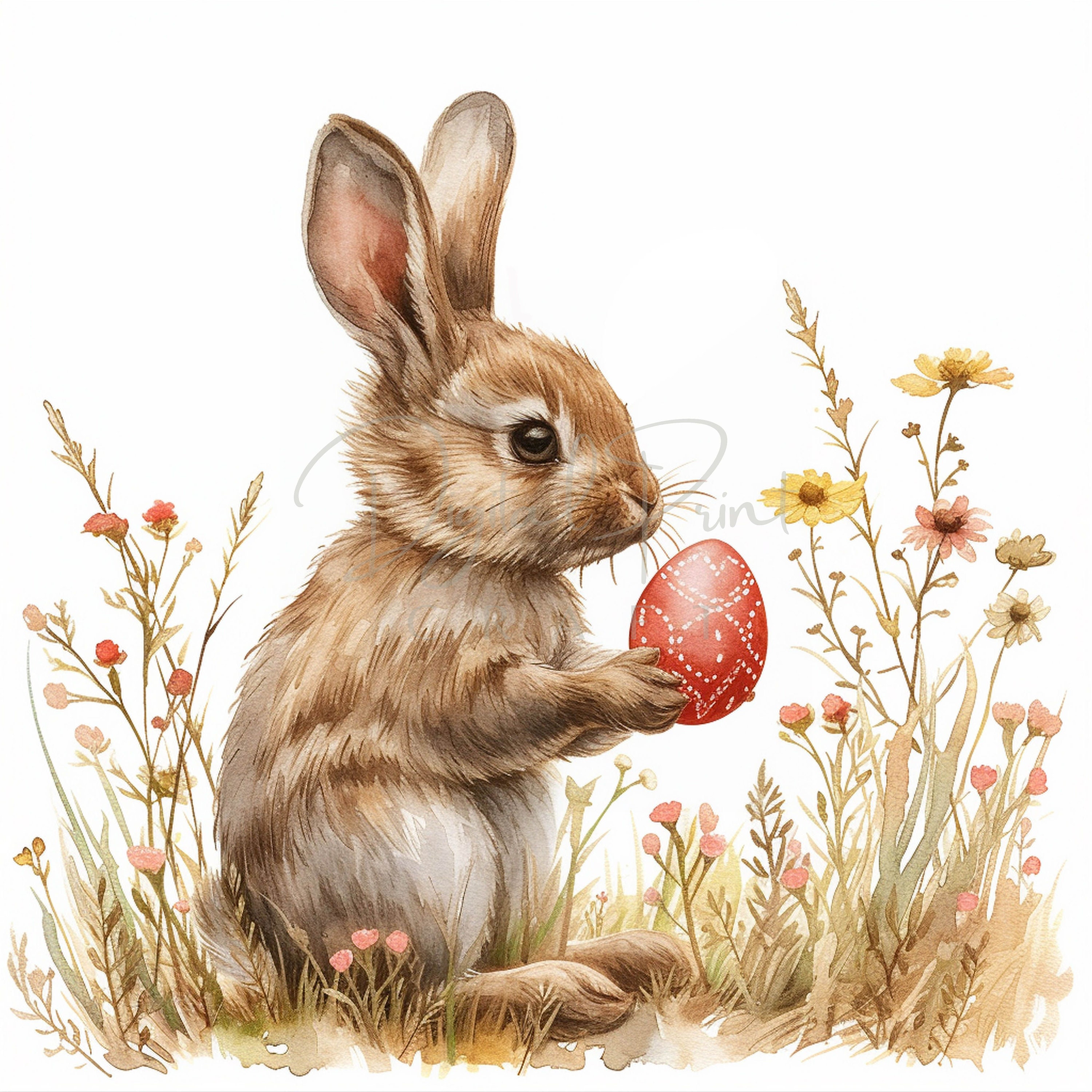 Easter Bunny Floral Spring Clipart, 15 High Quality Jpgs, Flower ...