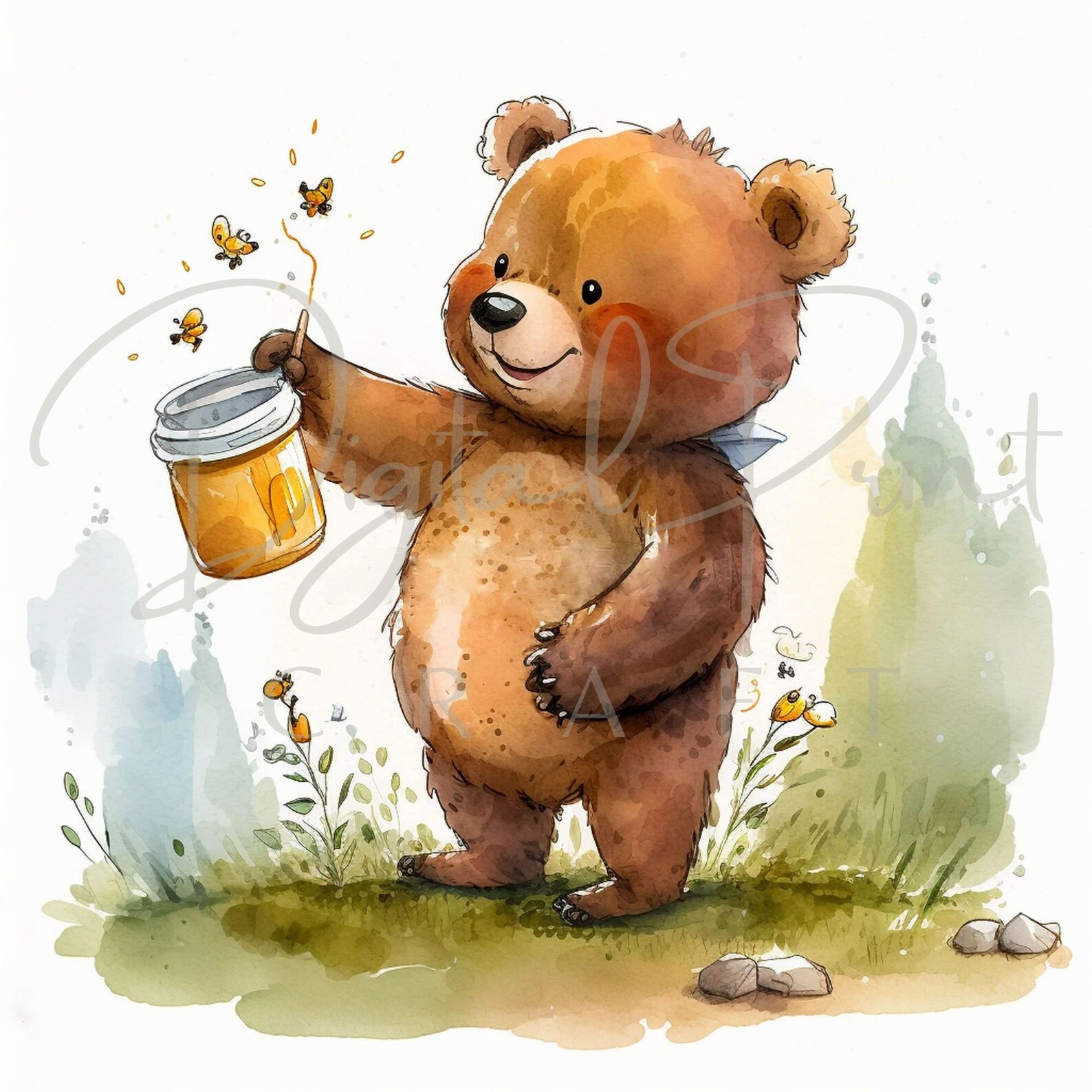 Teddy Bear Honey Clipart -16 High Quality Jpgs - Digital Download ...