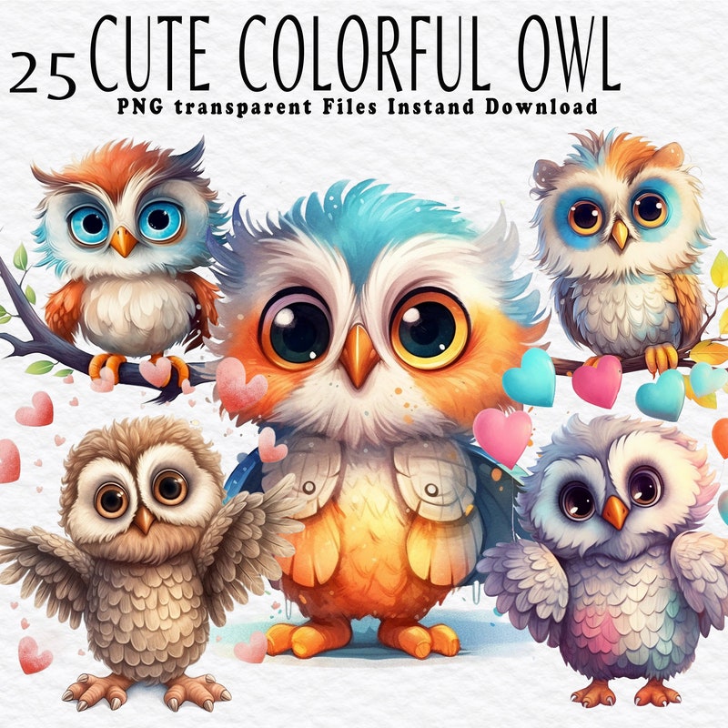 Cute Owls Clipart - Etsy